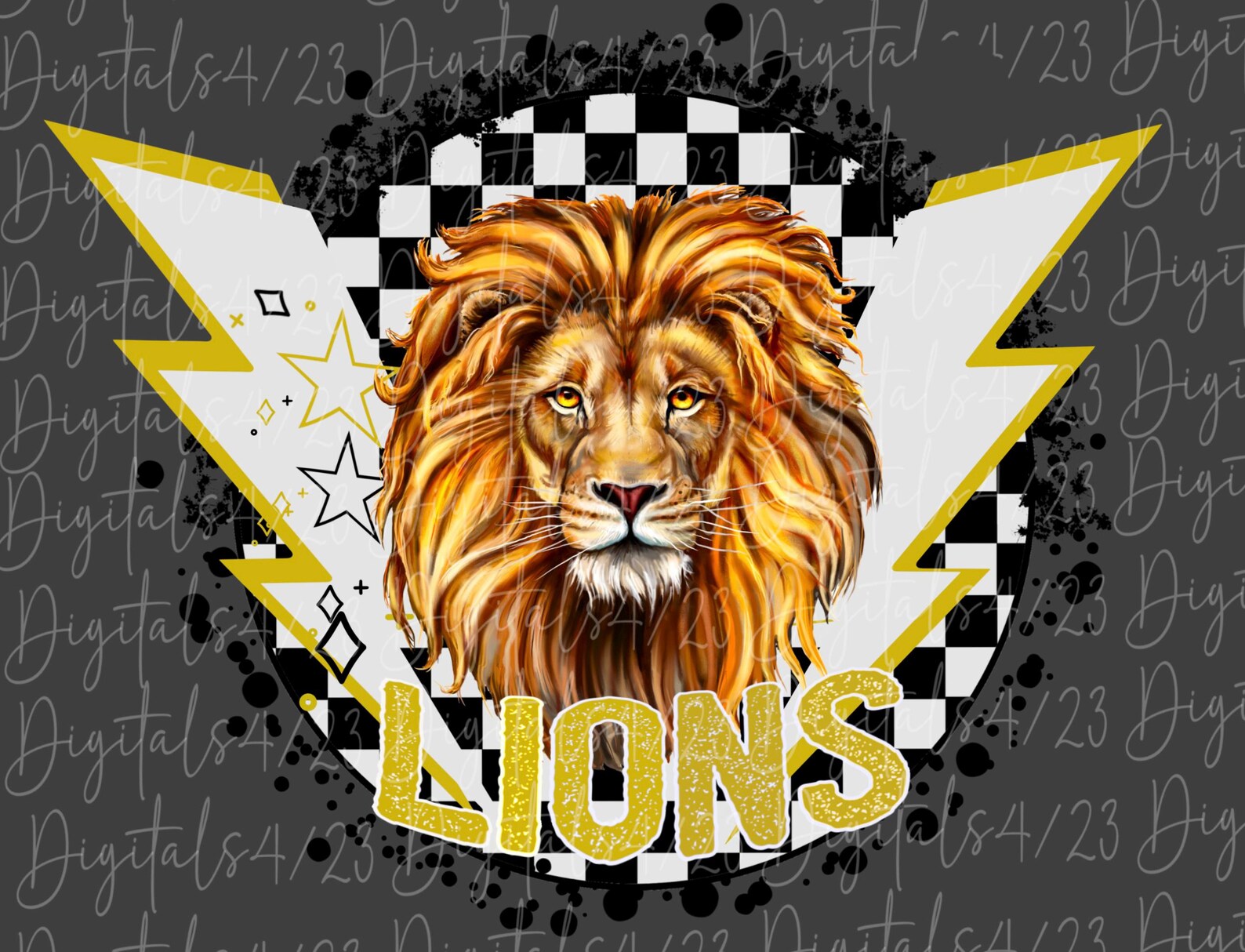 Lions White Lightning Gold Mascot PNG - Etsy