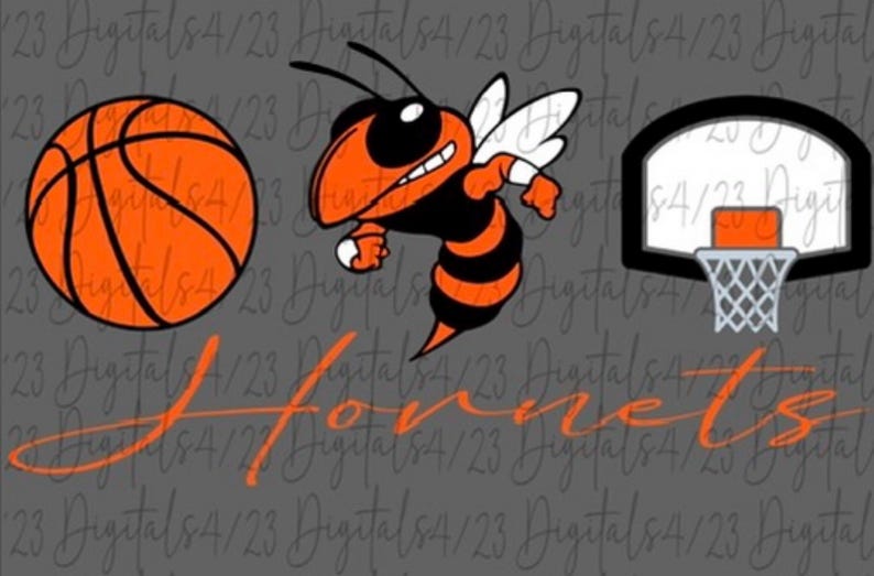 Hornets Basketball Orange Mascot PNG Sublimation or DTF File for Shirts ...