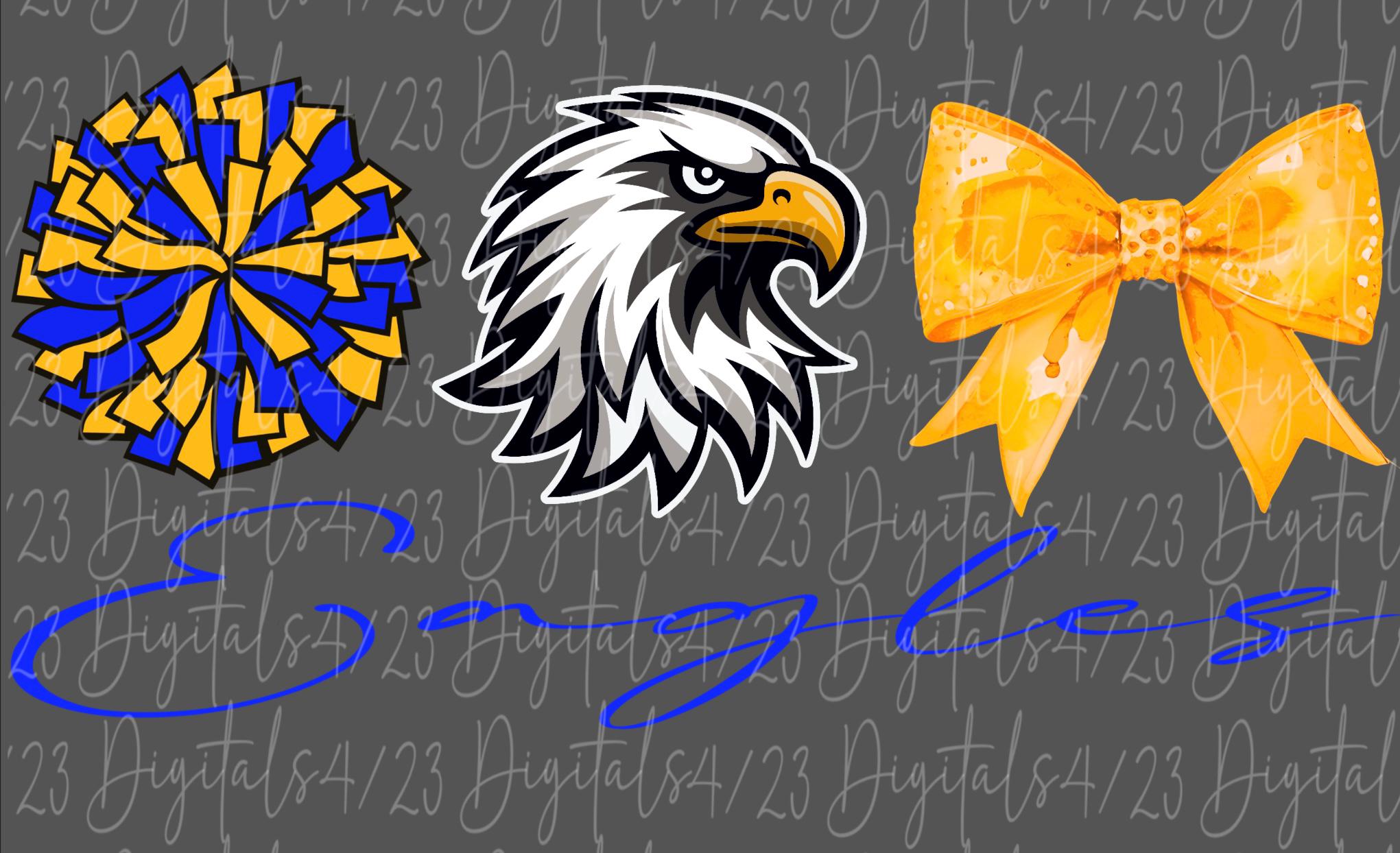 Eagles Cheer Blue and Gold Mascot PNG Sublimation or DTF File for ...