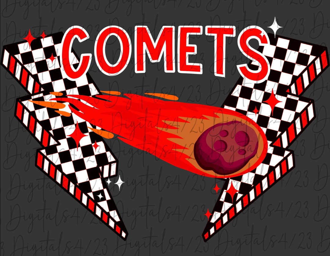 Comets Red Checkered Lightning Mascot PNG - Etsy