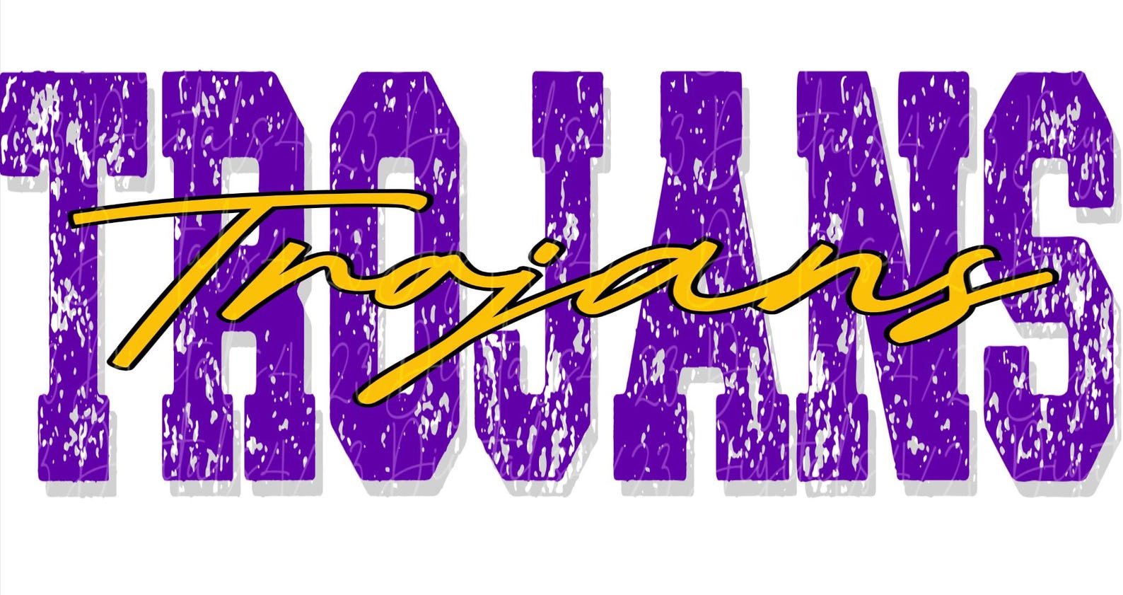 Trojans Purple Gold Block and Cursive Mascot PNG for DTF - Etsy