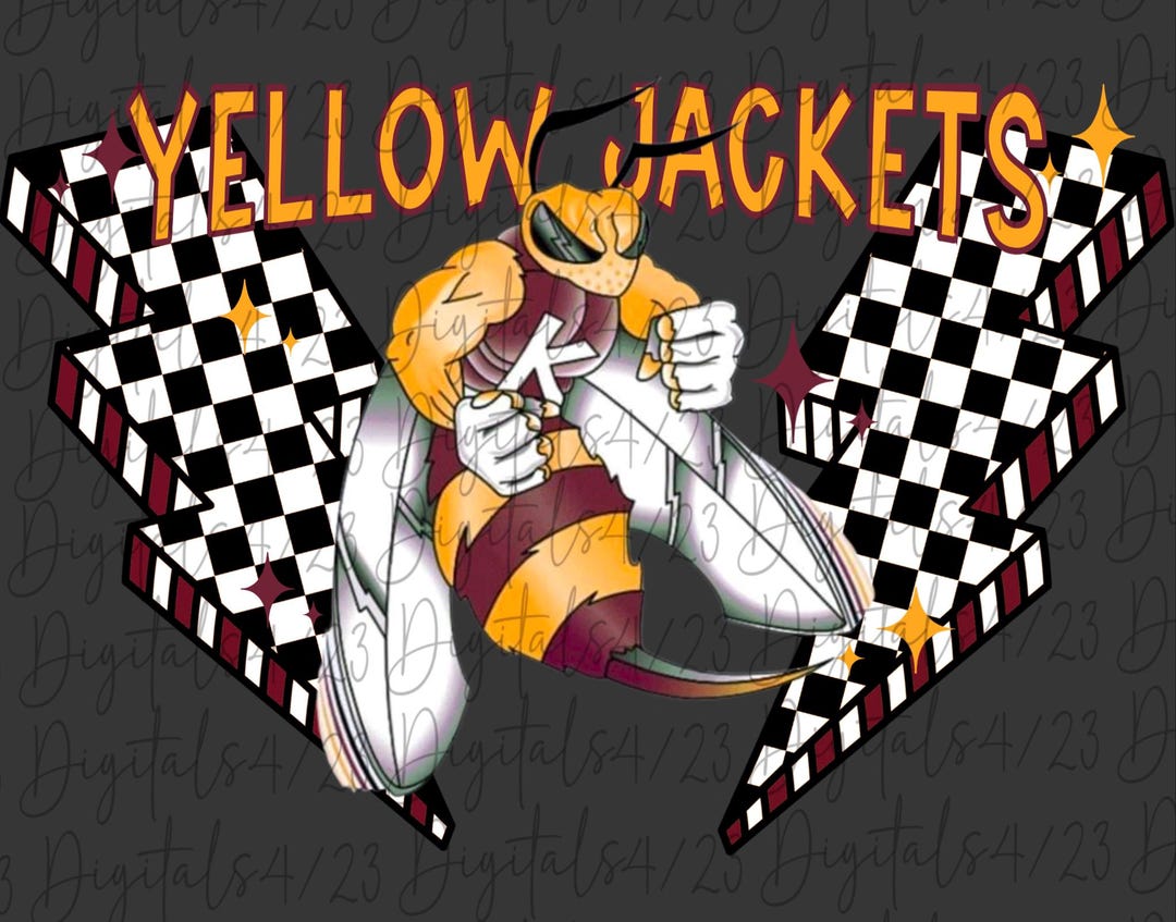 Kermit Yellow Jackets Maroon and Gold Checkered Lightning Mascot PNG - Etsy