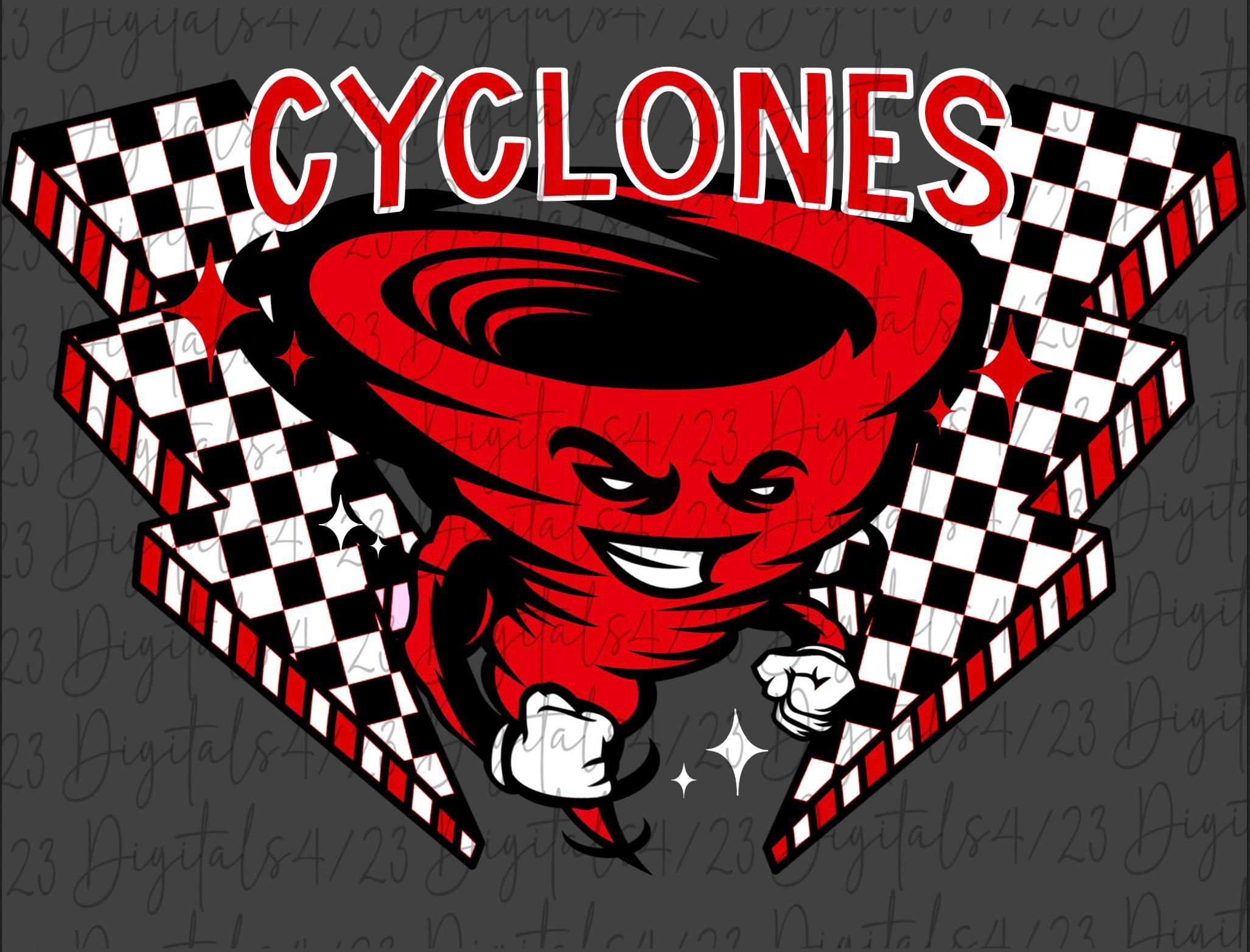 Cyclones Red Checkered Lightning Mascot PNG - Etsy