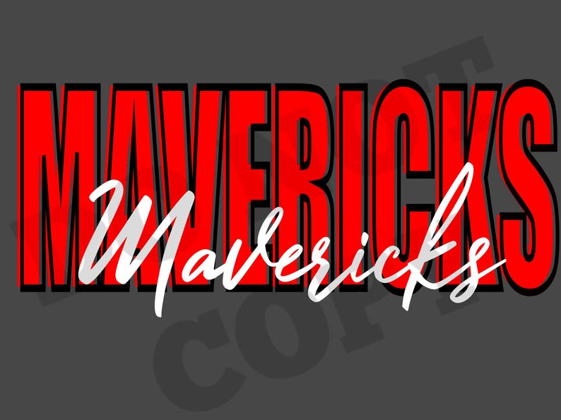 Mavericks Block Red Mascot PNG - Etsy