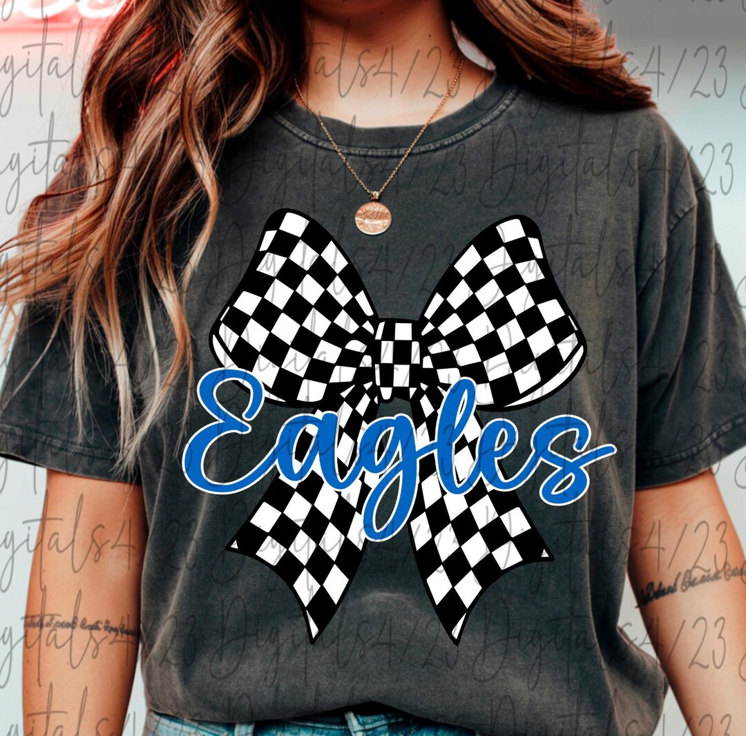 Eagles Coquette Checker Bow Blue Mascot PNG for Shirts - Etsy