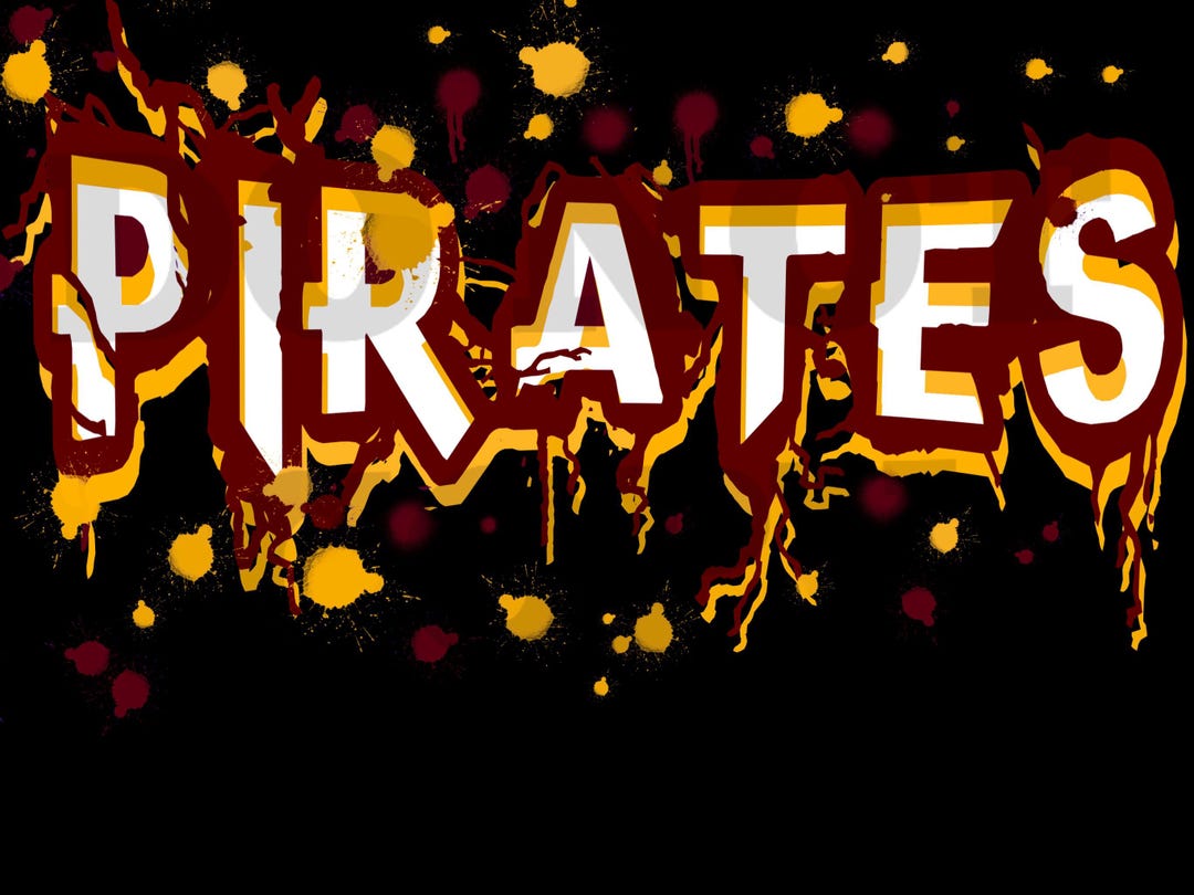 Pirates Paint Splatter Maroon & Mustard Mascot PNG - Etsy