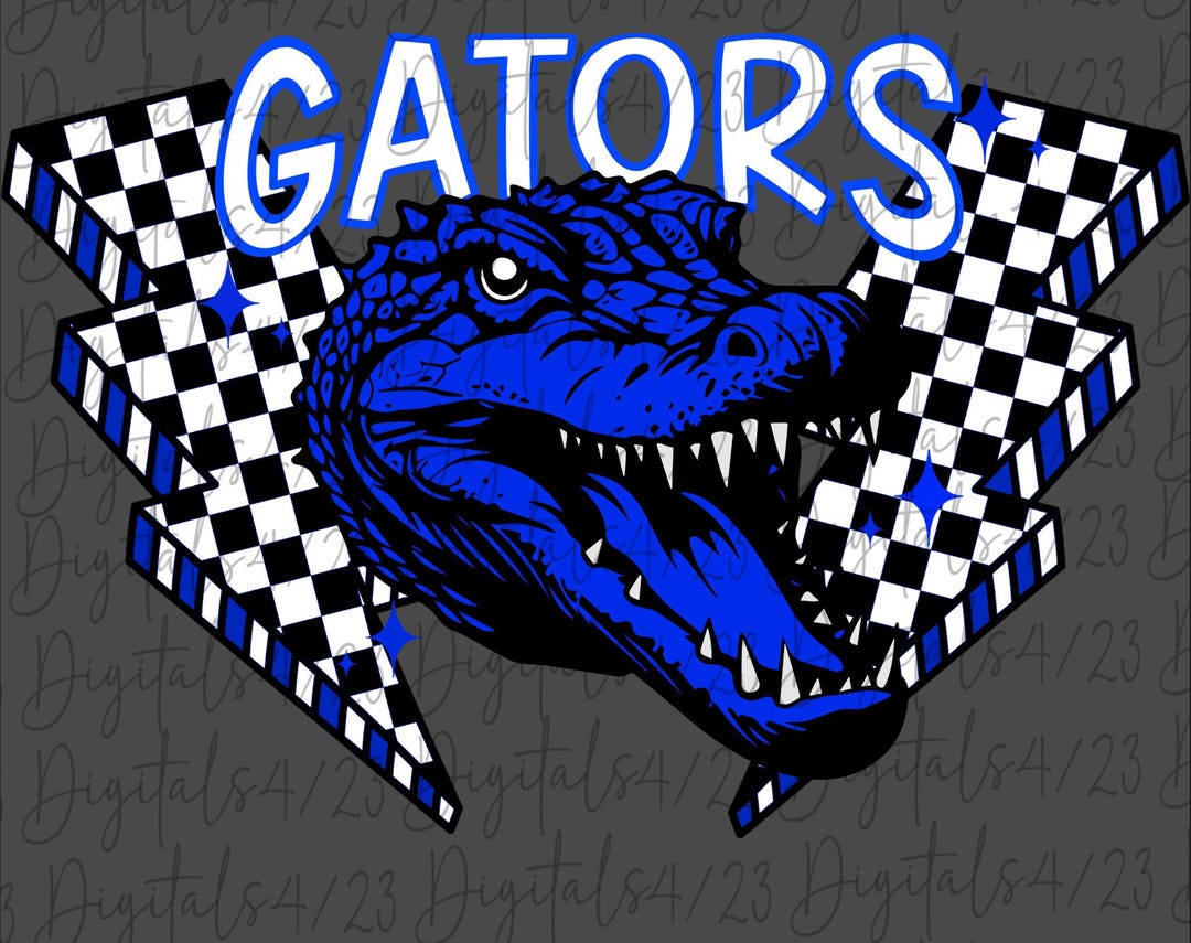 Gators Checkered Lightning Blue and White Mascot PNG - Etsy