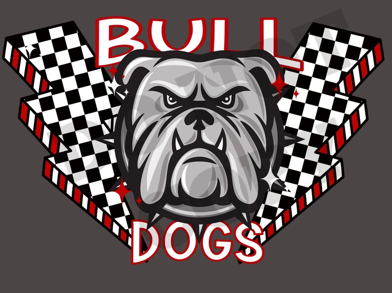 Bulldogs Red Checkered Lightning PNG - Etsy