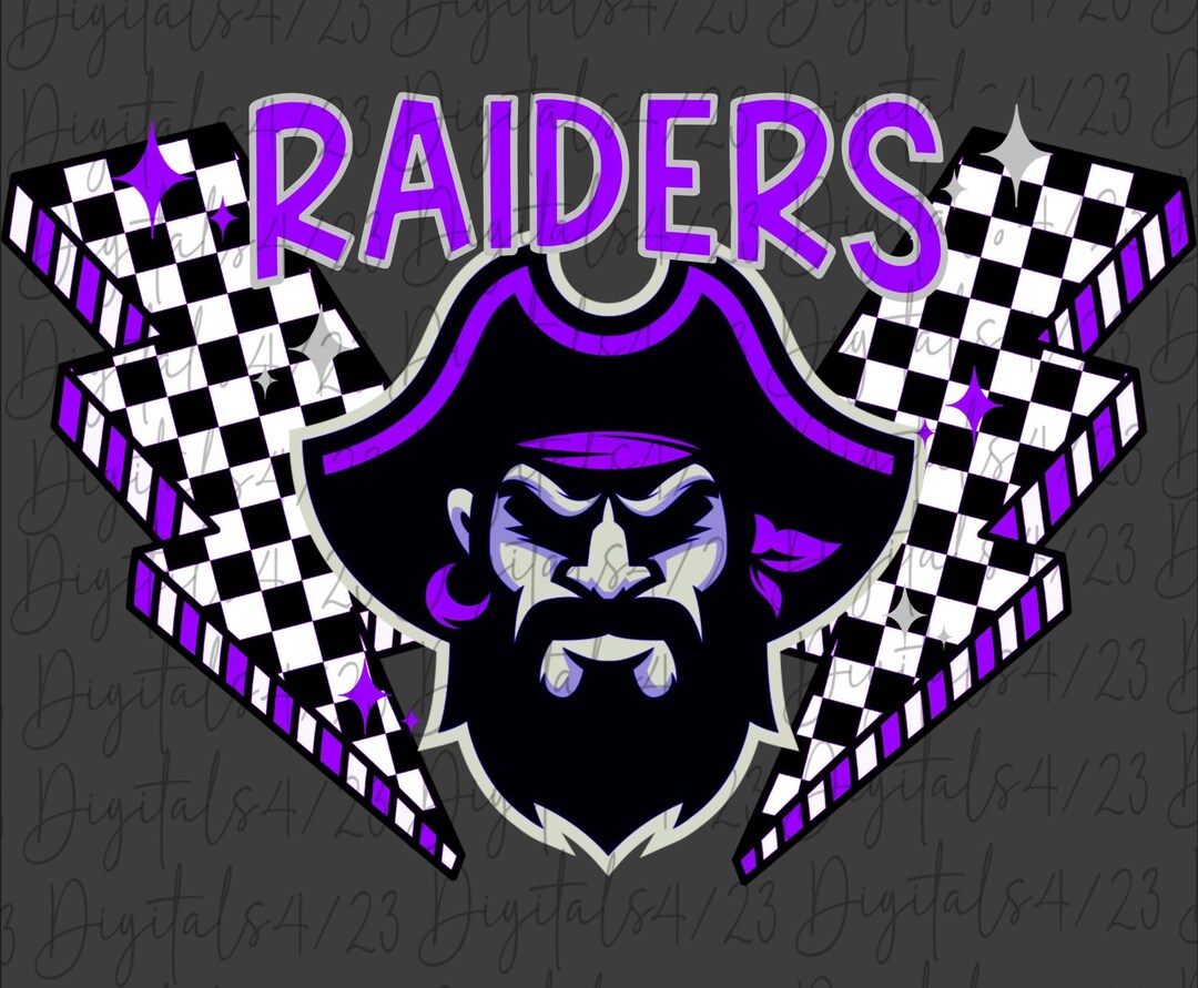 Raiders Purple and Silver Checkered Lightning Mascot PNG - Etsy