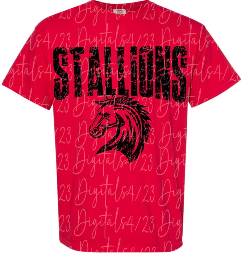 Stallions Distressed Black Mascot PNG for T-shirts - Etsy