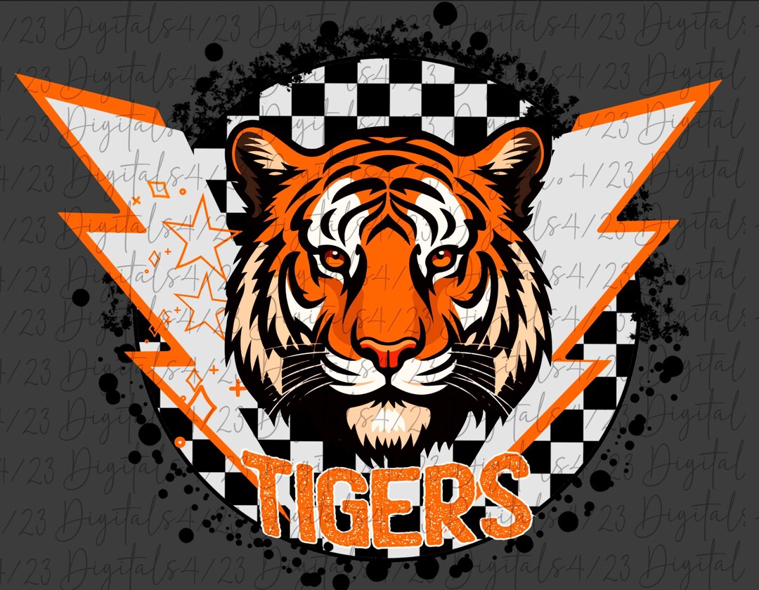 Tigers Orange White Lightning Mascot PNG - Etsy