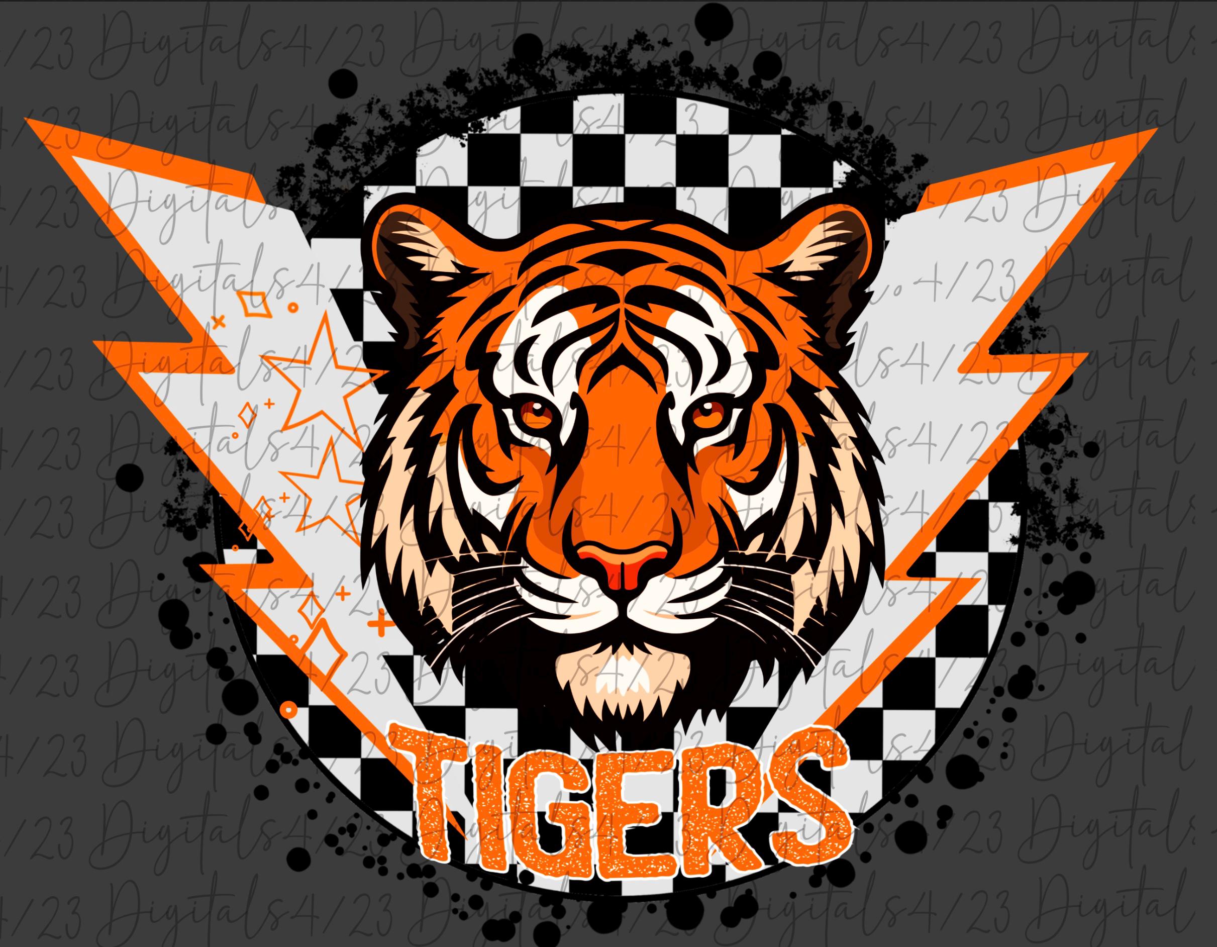 Tigers Orange White Lightning Mascot PNG - Etsy