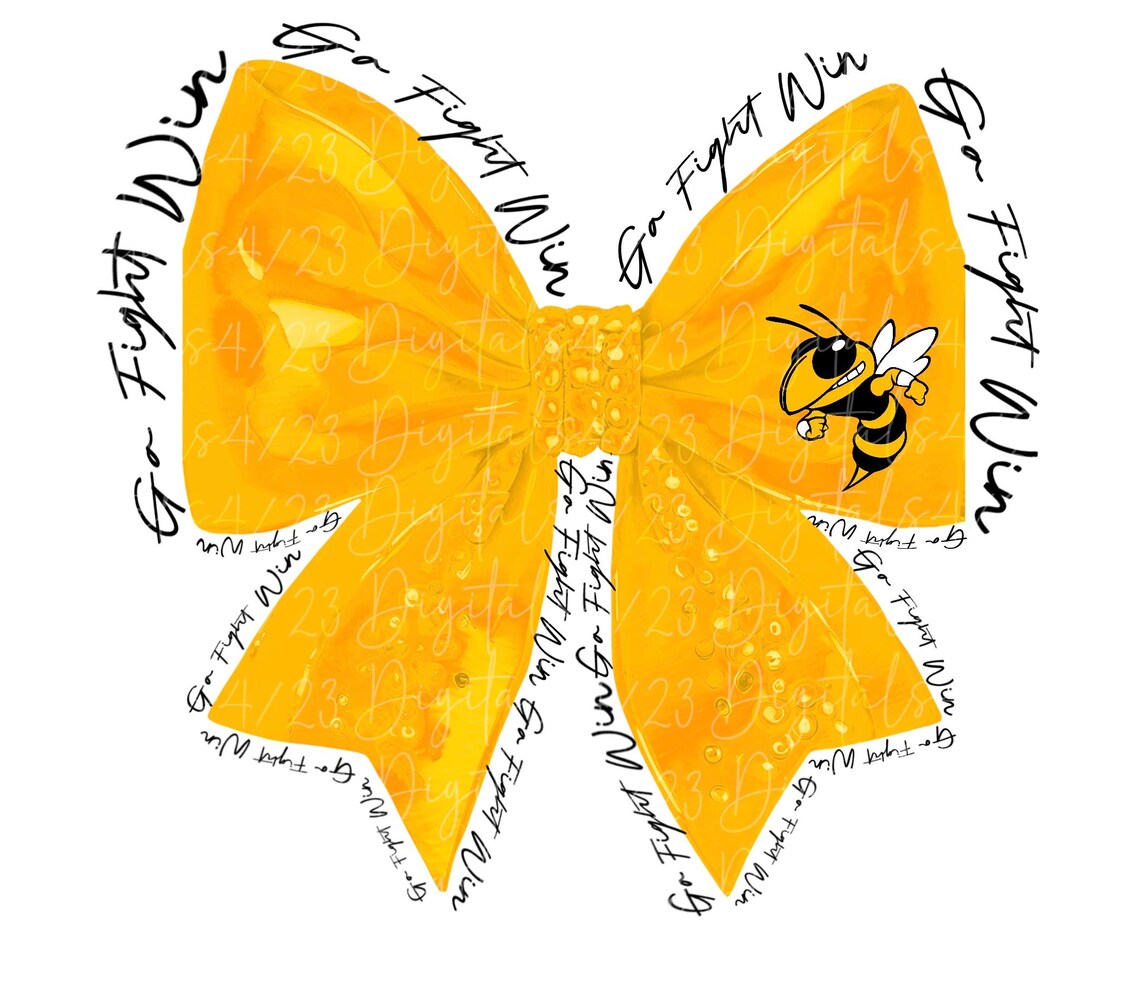 Yellow Jackets Coquette Bow Yellow Gold Mascot PNG Sublimation File - Etsy