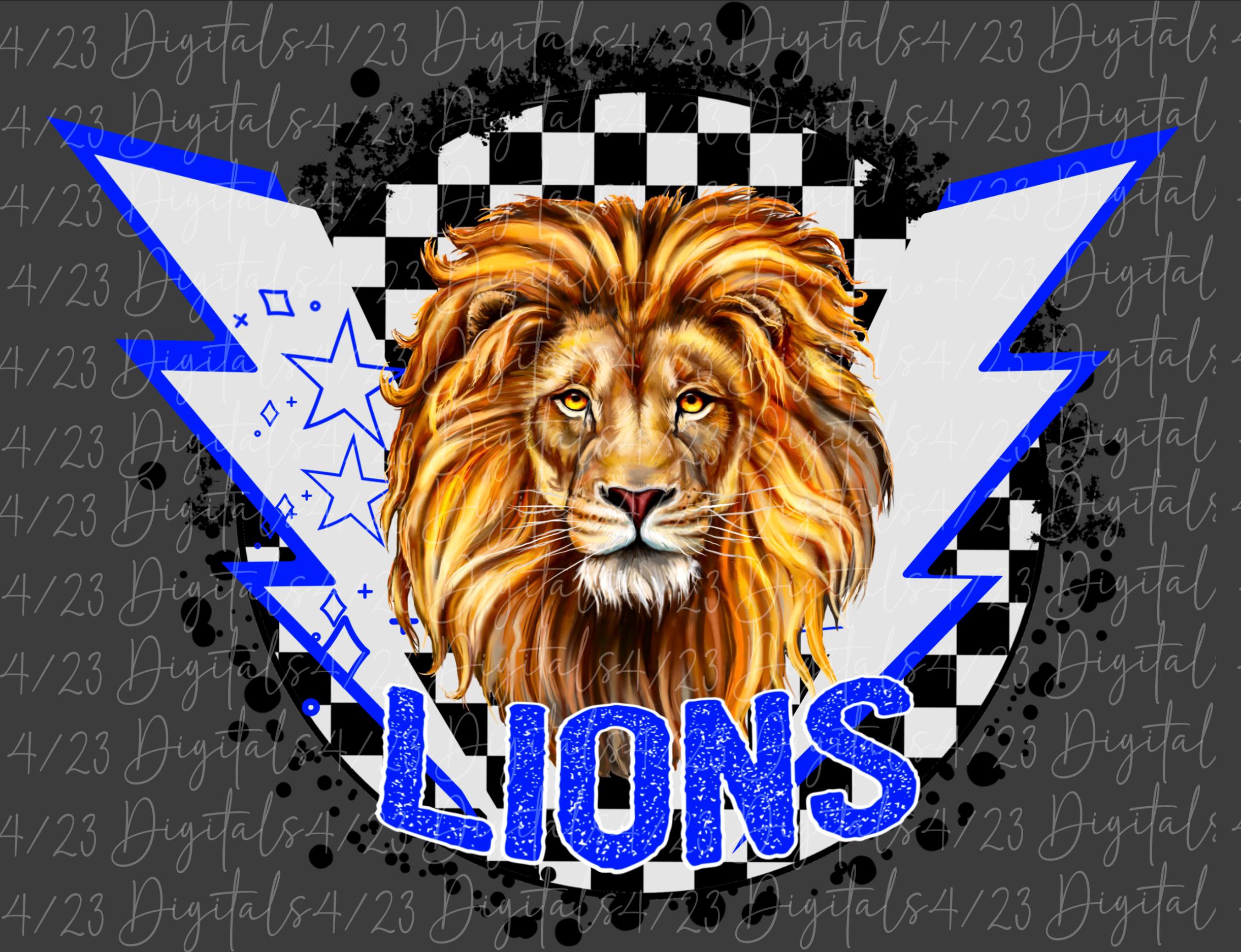 Lions White Lightning Blue Mascot PNG - Etsy