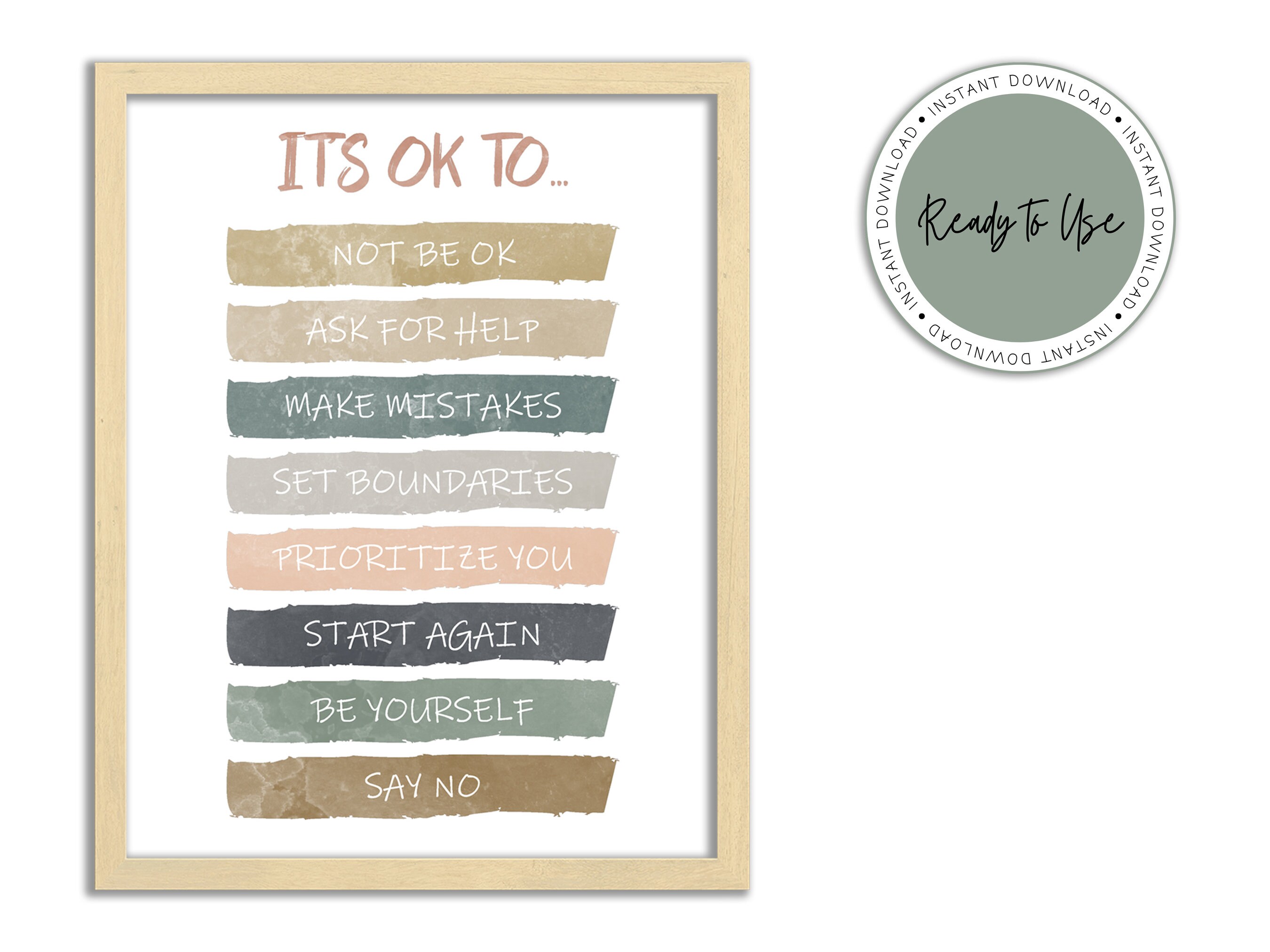 It's Okay to Not Be Okay Poster, Boho Classroom Decor, Learning ...