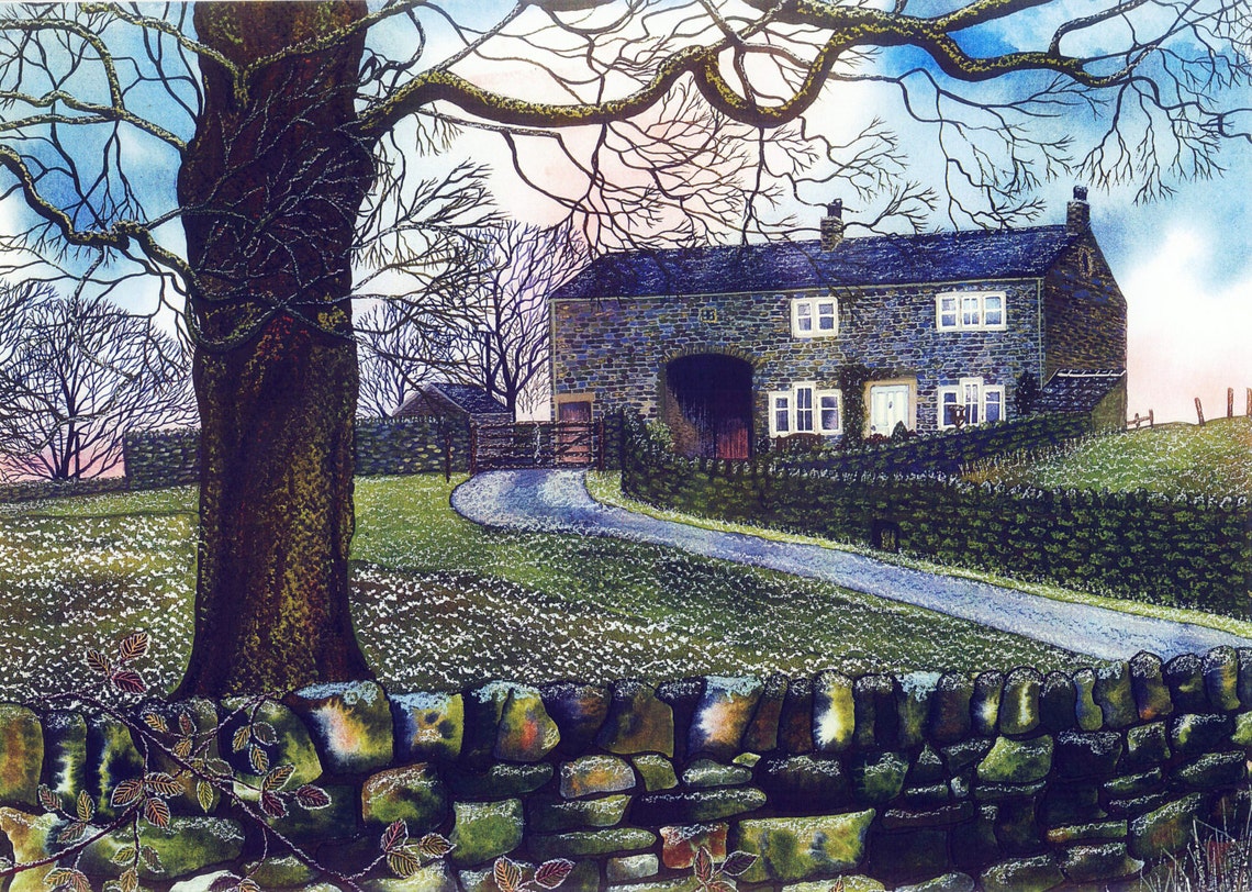Greetings Card: "haw Farm" -winter Landscape Card, Winter Birthday Card ...