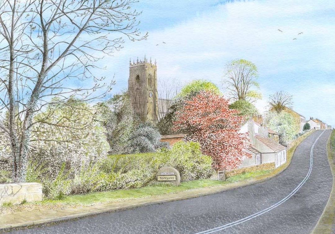 Greetings Card: "long Street, Topcliffe" - Village Scene, Village ...