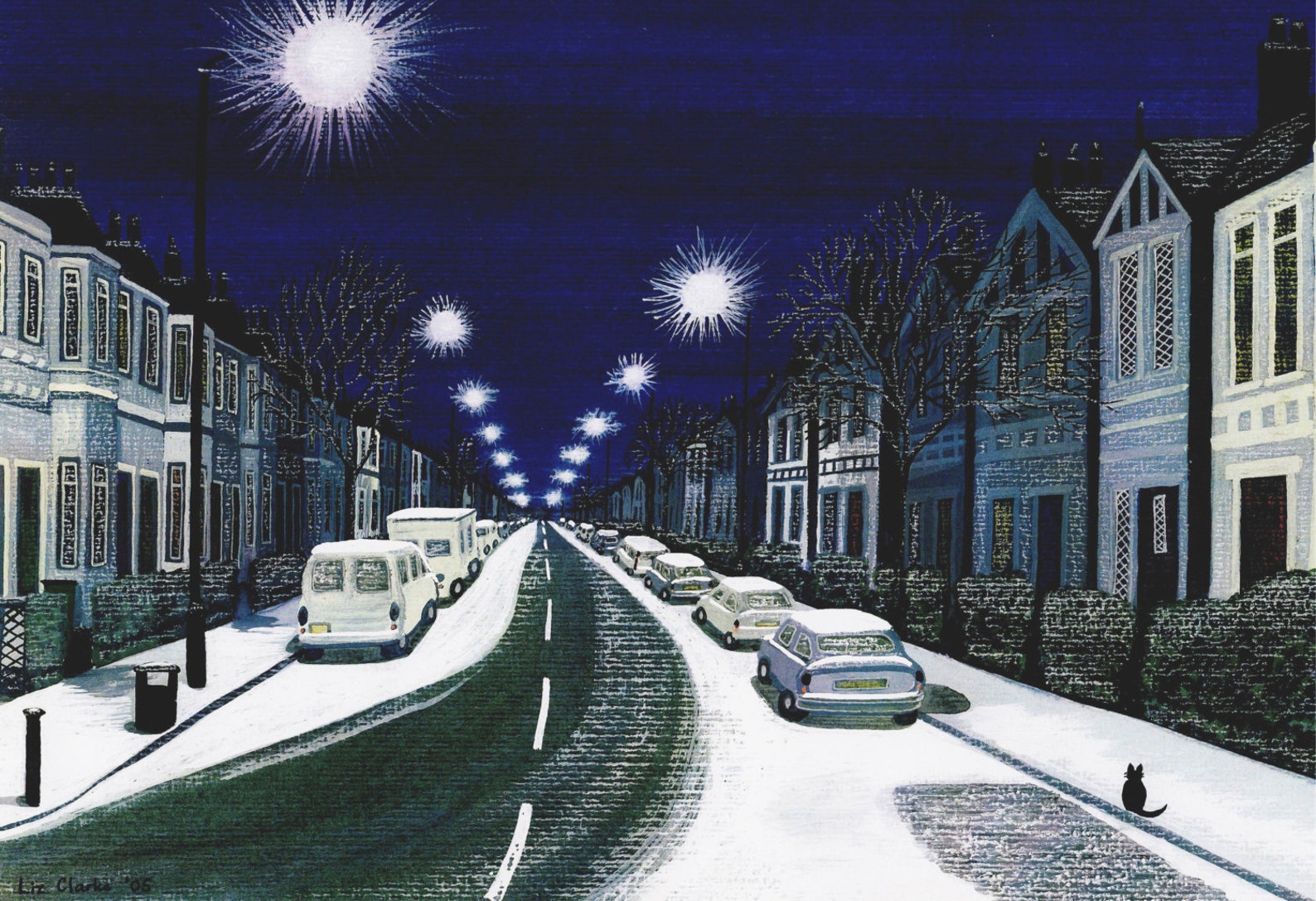 Greetings card: Snowy night in Peckham winter | Etsy