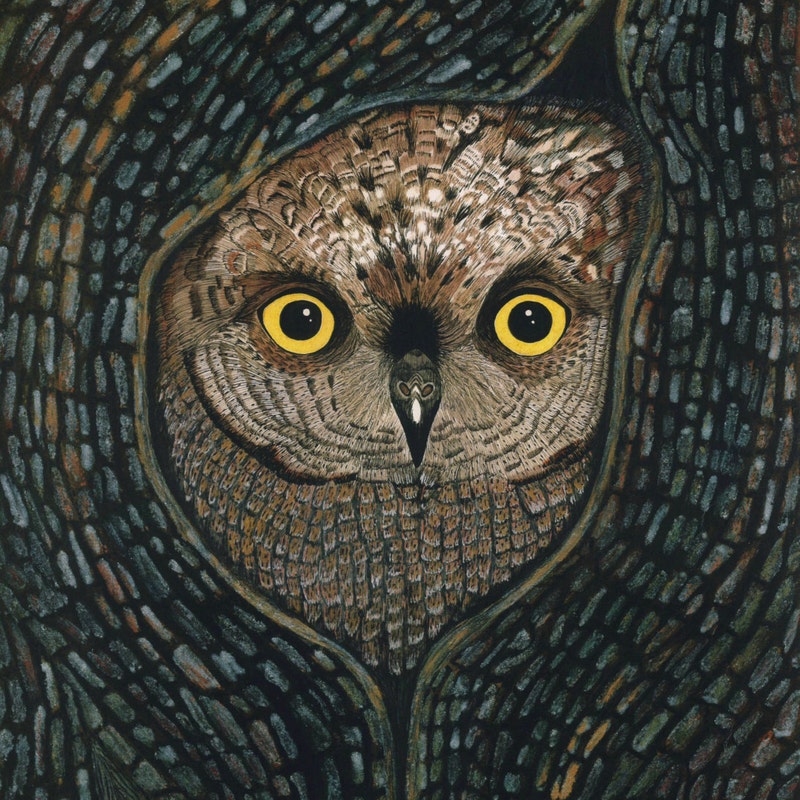 Mixed Media Owl - Etsy