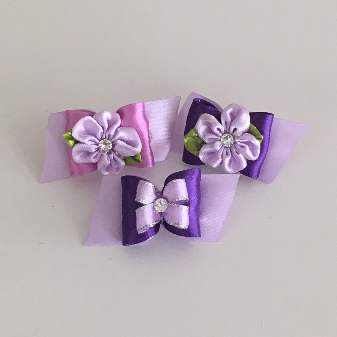 Dog Hair Bows, Small Dog Hair Bow, Lavender, Rose or Crystal Center ...