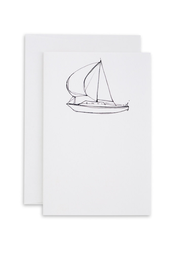 Sailboat Card, Greeting Cards, Moving Card, Card, Pen and Ink Drawing ...