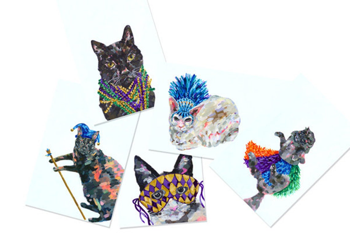 Dancing Queen Party Cat Cat Birthday Card Birthday Card - Etsy