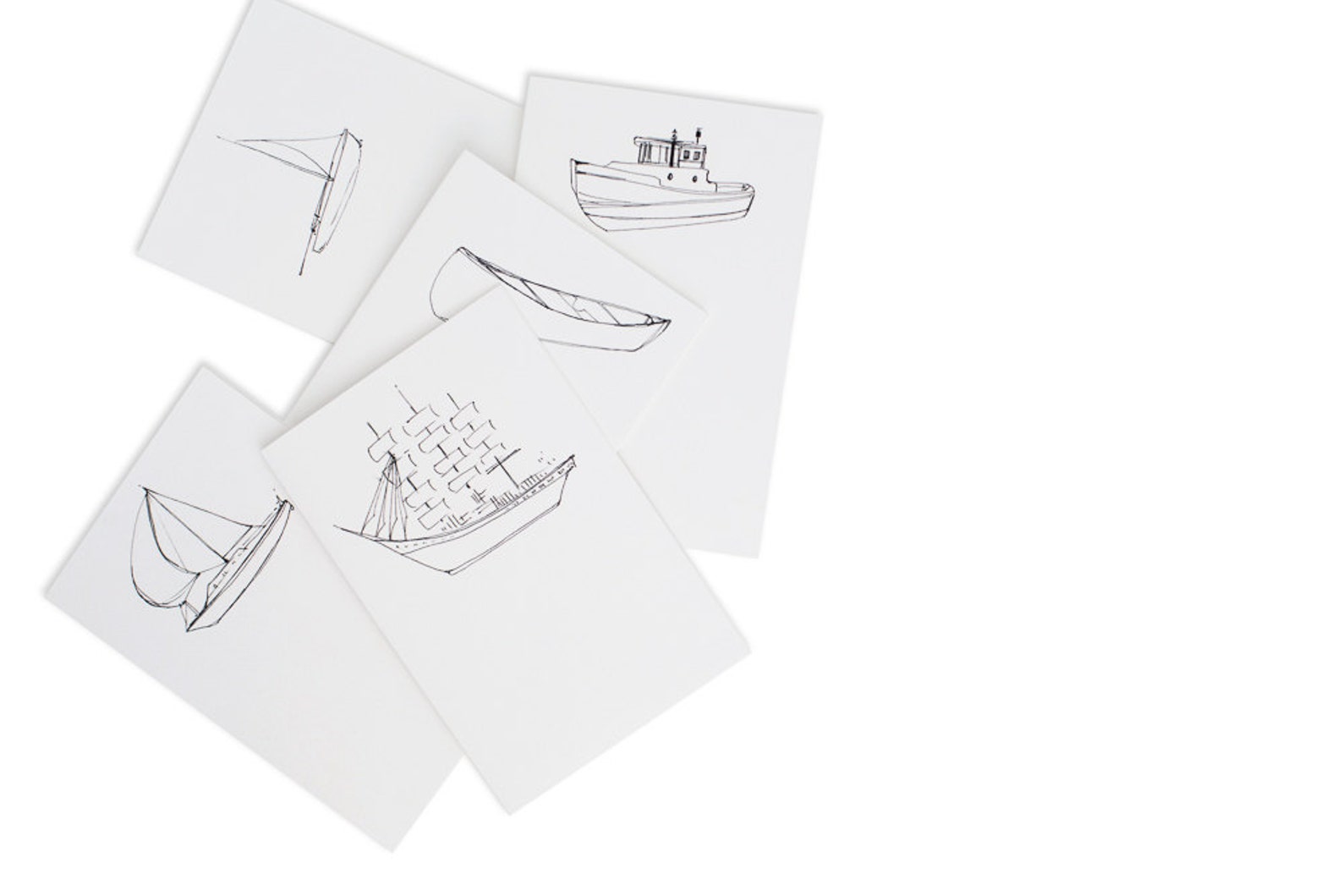 Canoe Card, Nautical, Minimalist, Cottage Art, Greeting Cards, Card ...