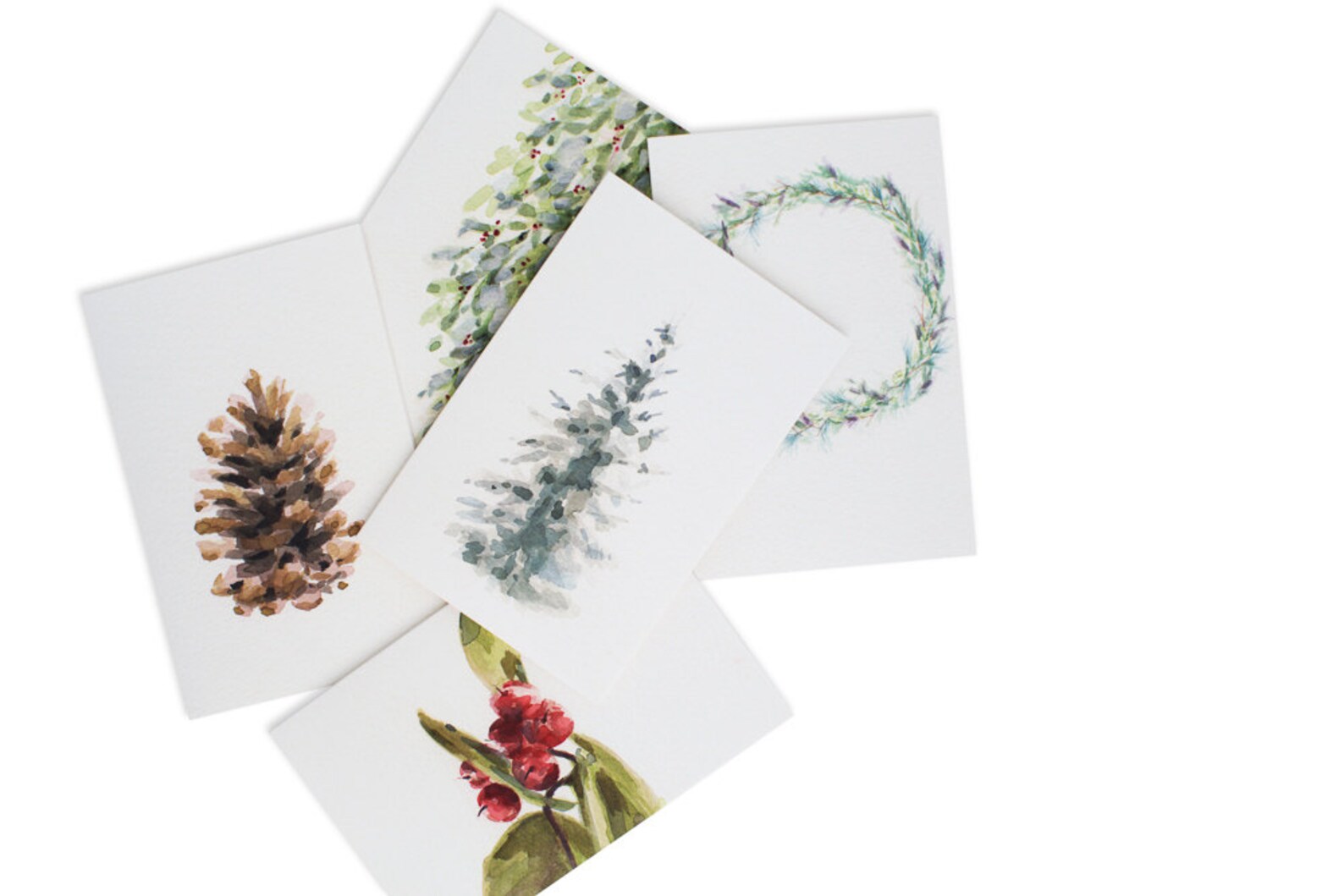 The Spruce Card Watercolour Holiday Card Mighty Evergreen - Etsy