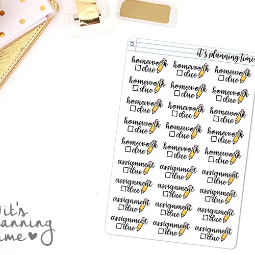 Homework Due and Assignment Due School Planner Stickers - Etsy