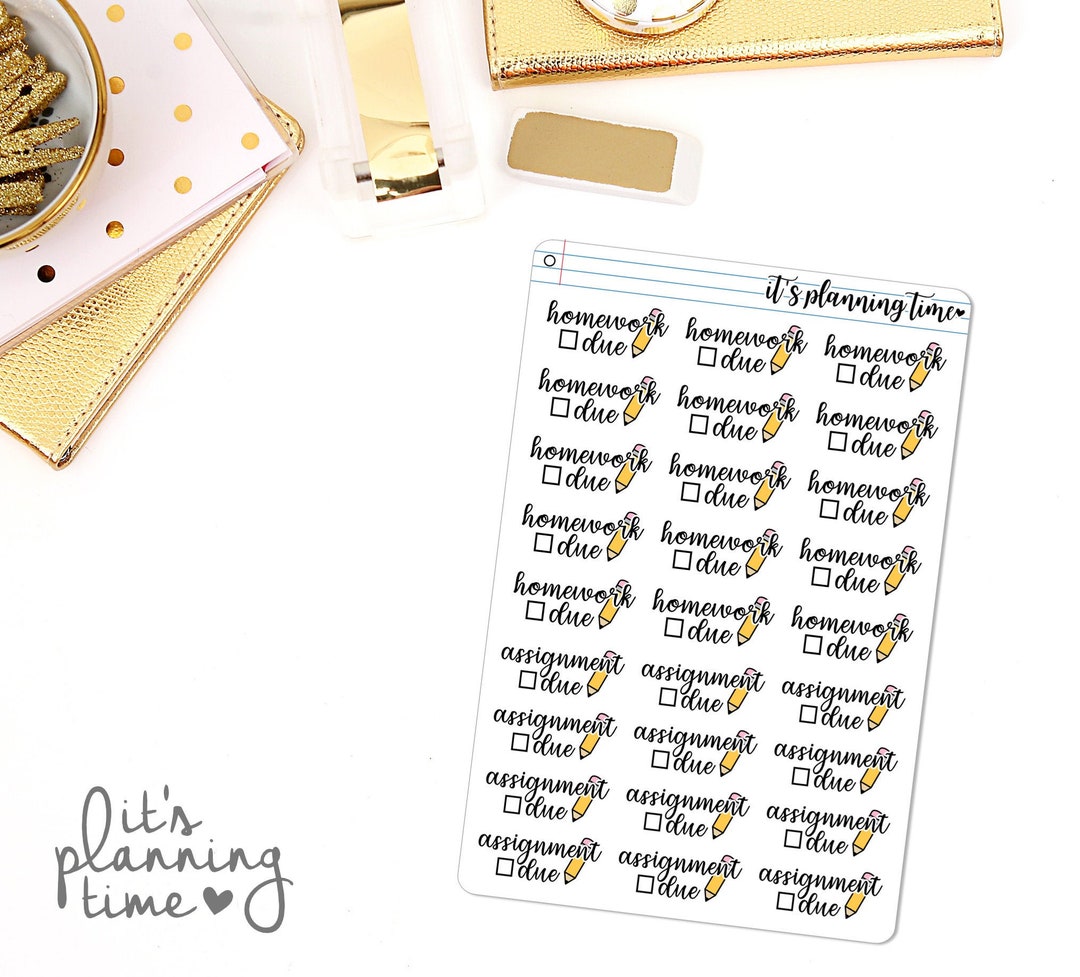 Homework Due and Assignment Due School Planner Stickers - Etsy