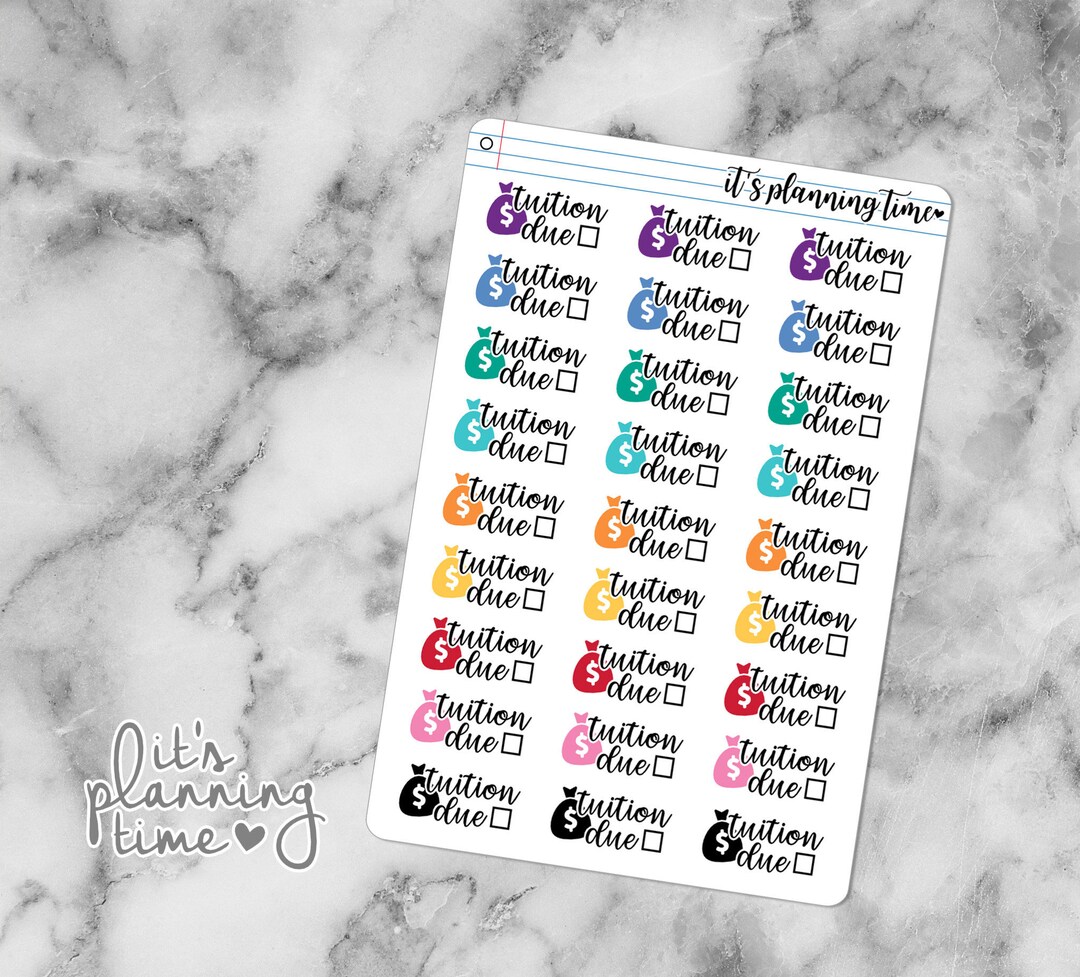 Tuition Due Planner Stickers - Etsy