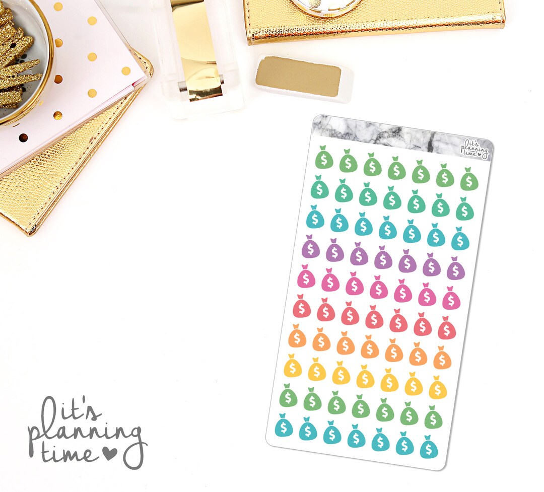 Money Bag Pastel Marble Border Planner Stickers - Etsy