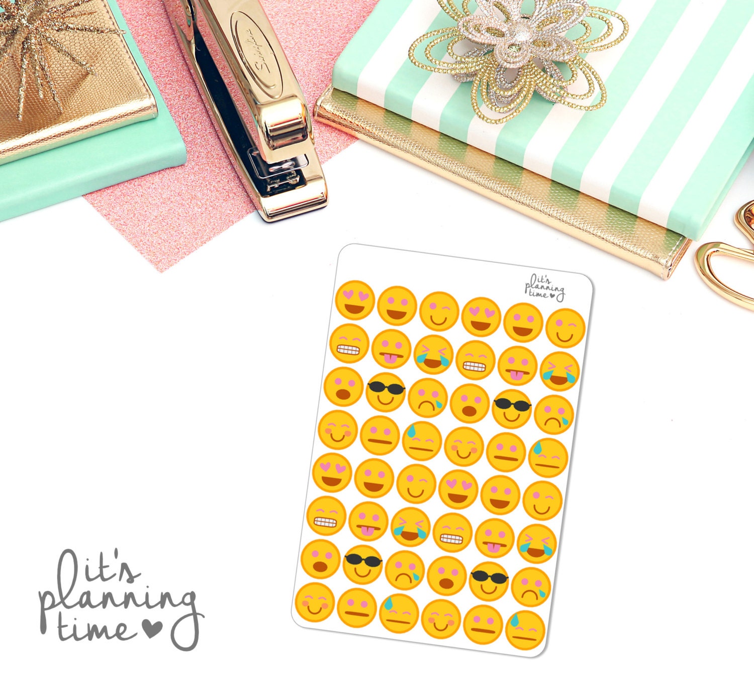 Emoticon Planner Sticker Sheet 48 Count | Etsy