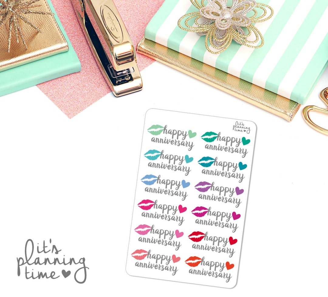 Happy Anniversary Planner Stickers- 12 Count - Etsy