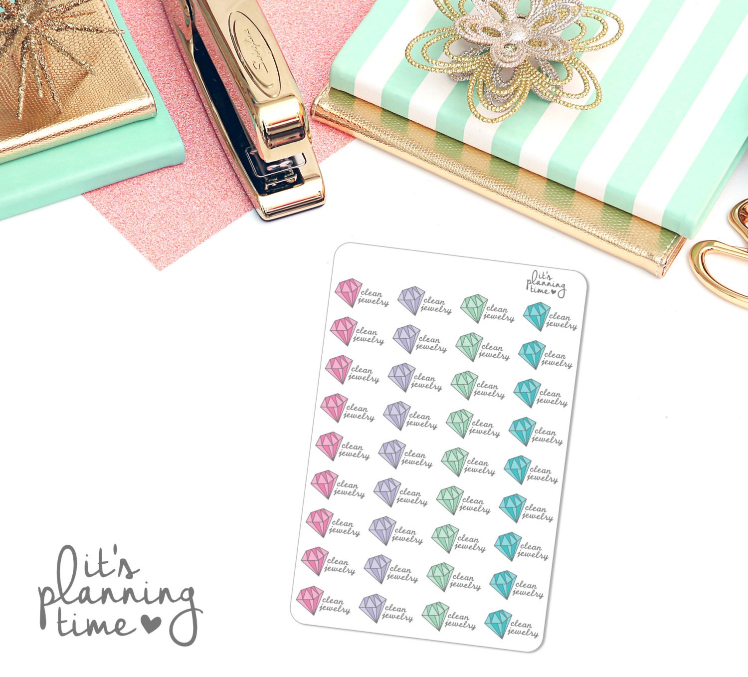 Clean Jewelry Reminder Planner Stickers 36 count | Etsy
