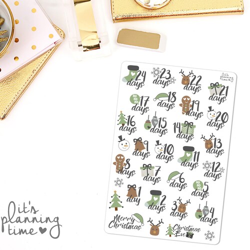 Chic Christmas Countdown Planner Stickers - Etsy