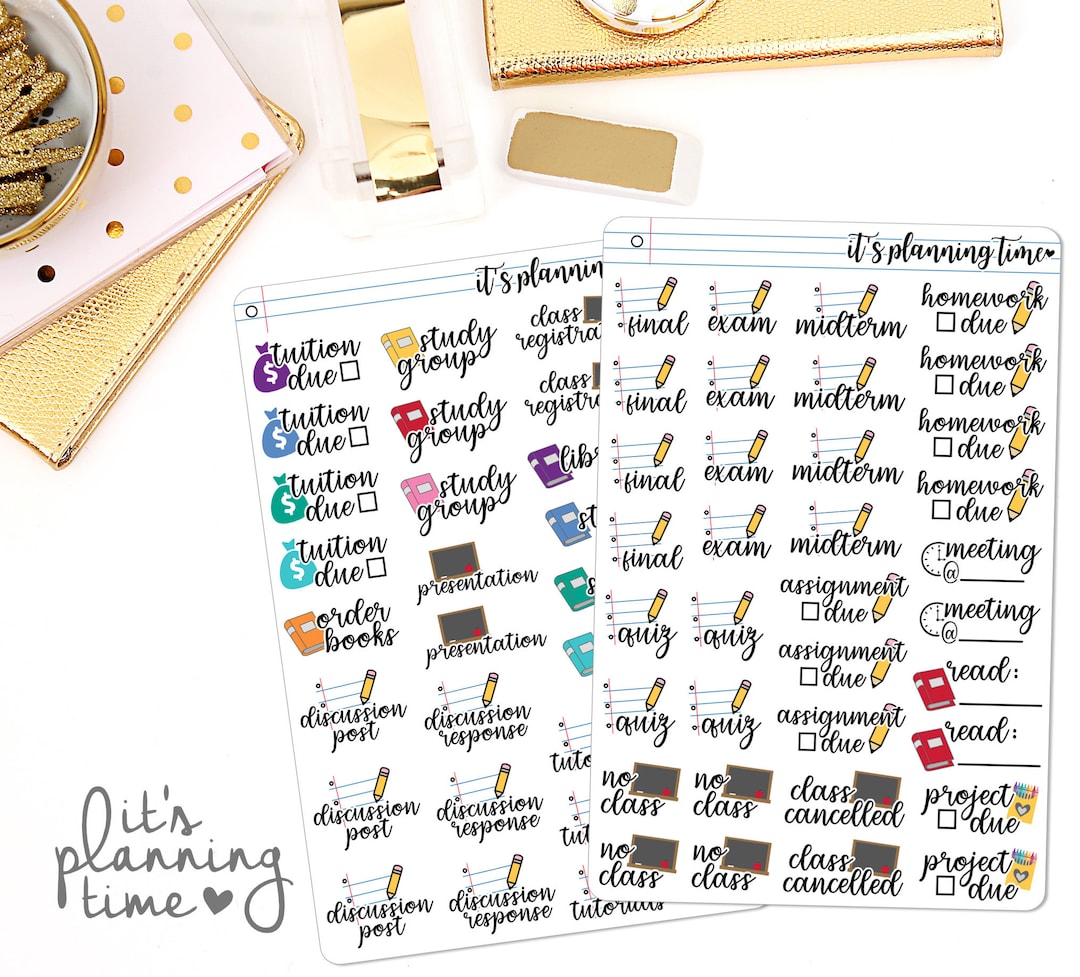 Back to School College Edition Assorted Planner Stickers - Etsy