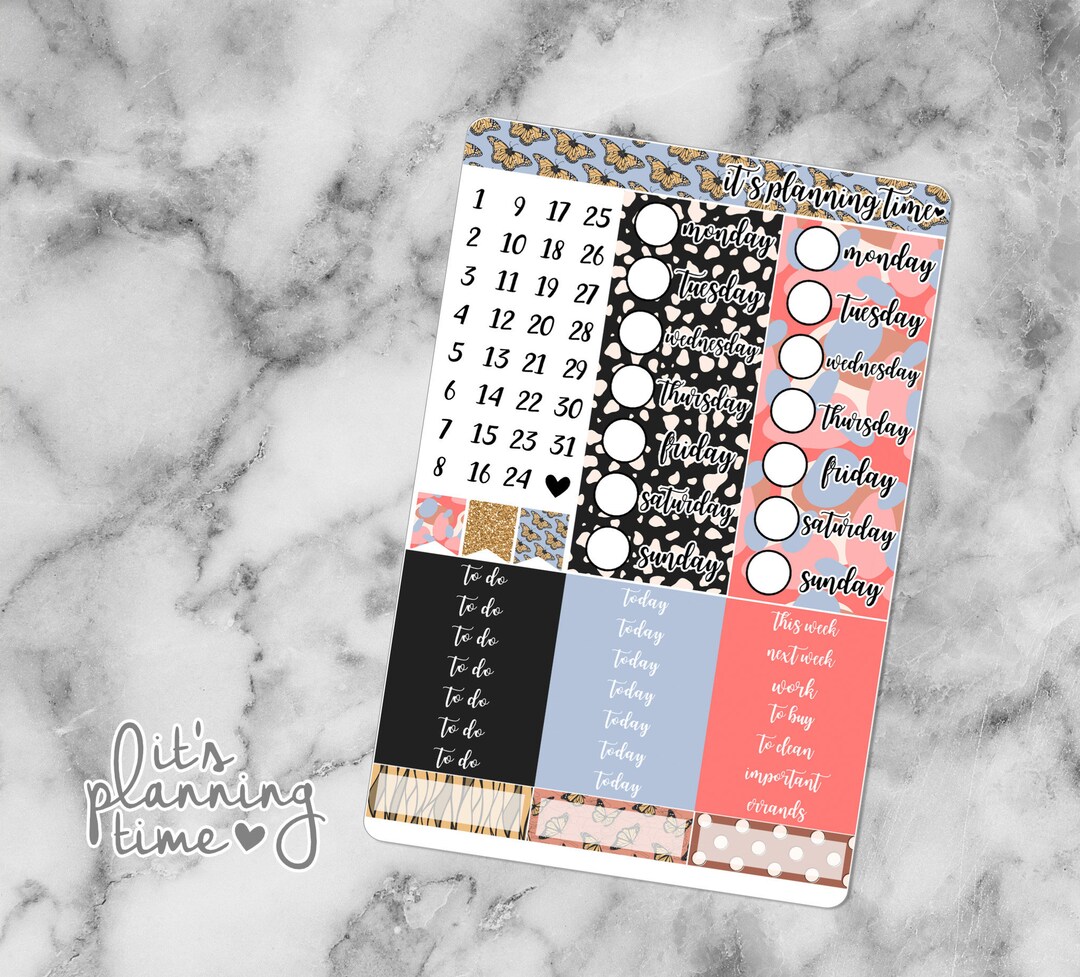 Butterfly Add-on Title Headers and Date Cover Planner Stickers - Etsy