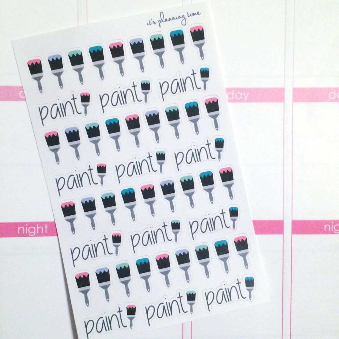 Paint Brush Planner Stickers- 48 Count - Etsy