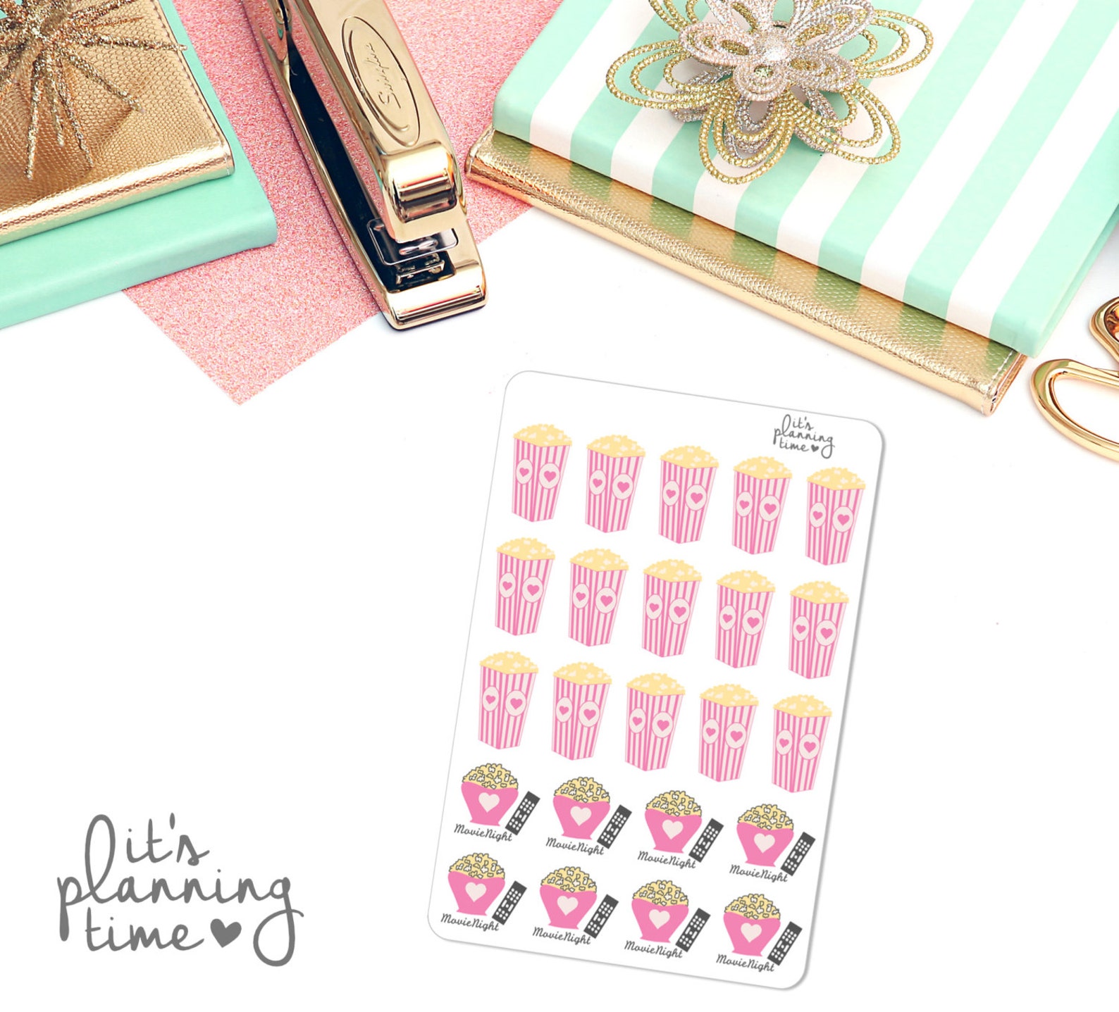 Movie Time and Popcorn Planner Stickers- 23 Count - Etsy