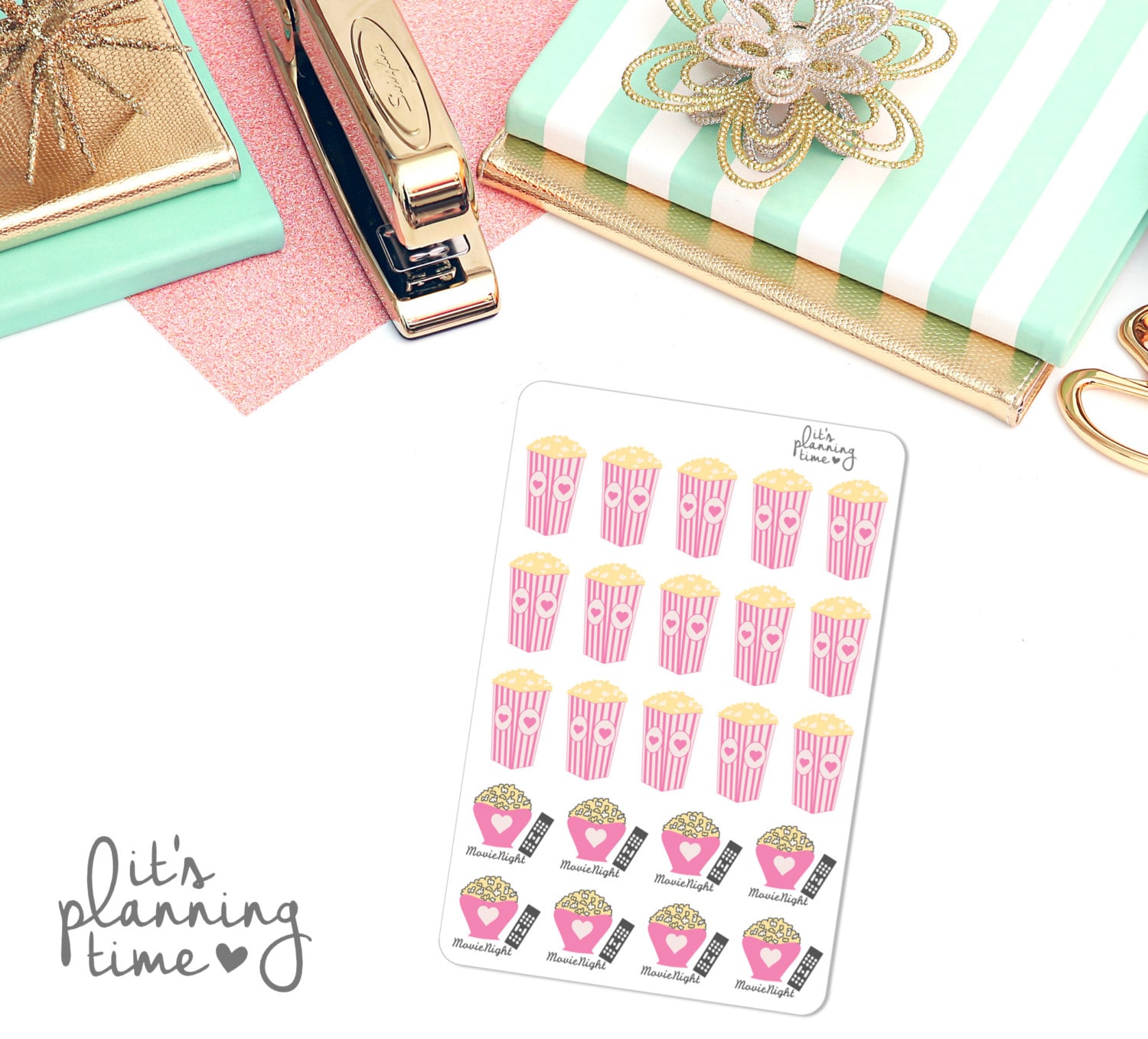 Movie Time and Popcorn Planner Stickers 23 Count | Etsy