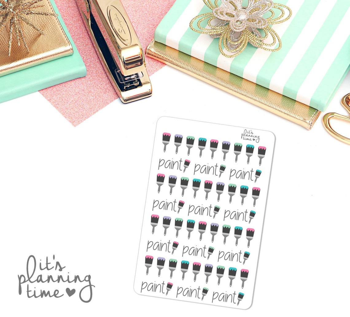 Paint Brush Planner Stickers- 48 Count - Etsy