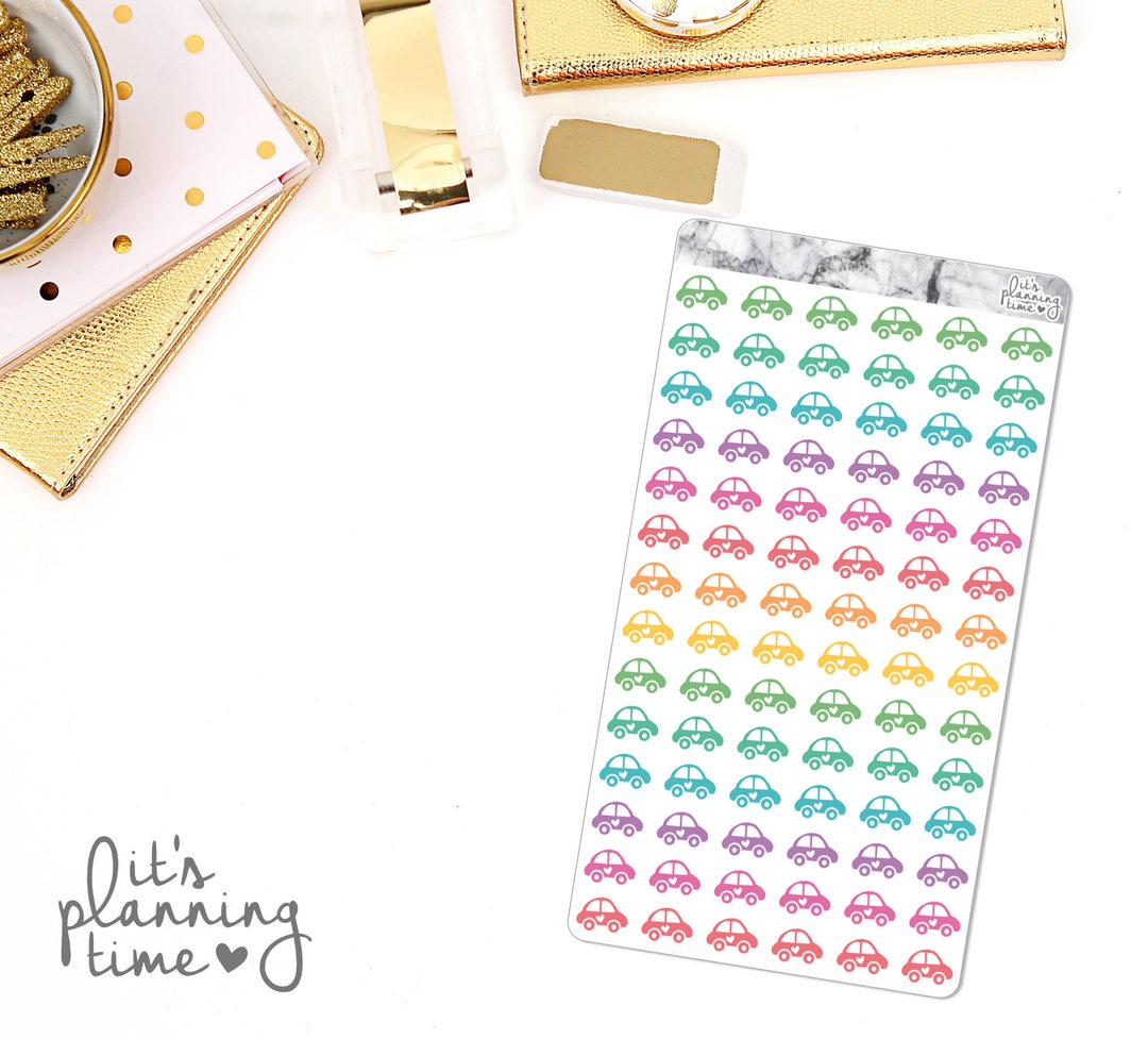 Mini Car Pastel Marble Border Planner Stickers - Etsy