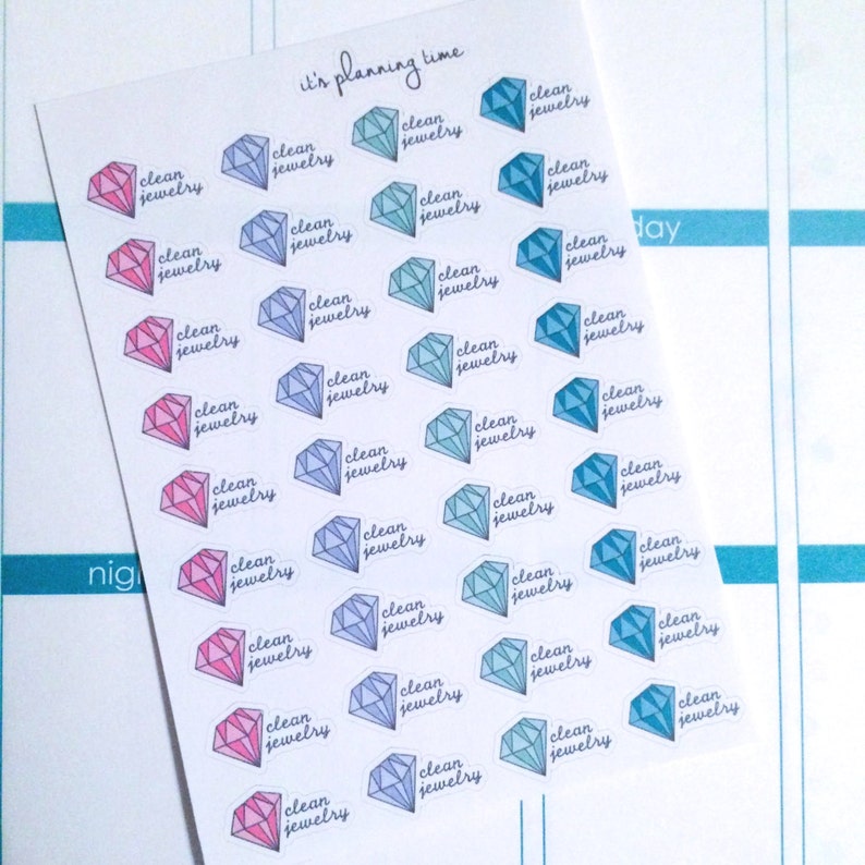 Clean Jewelry Reminder Planner Stickers 36 Count - Etsy