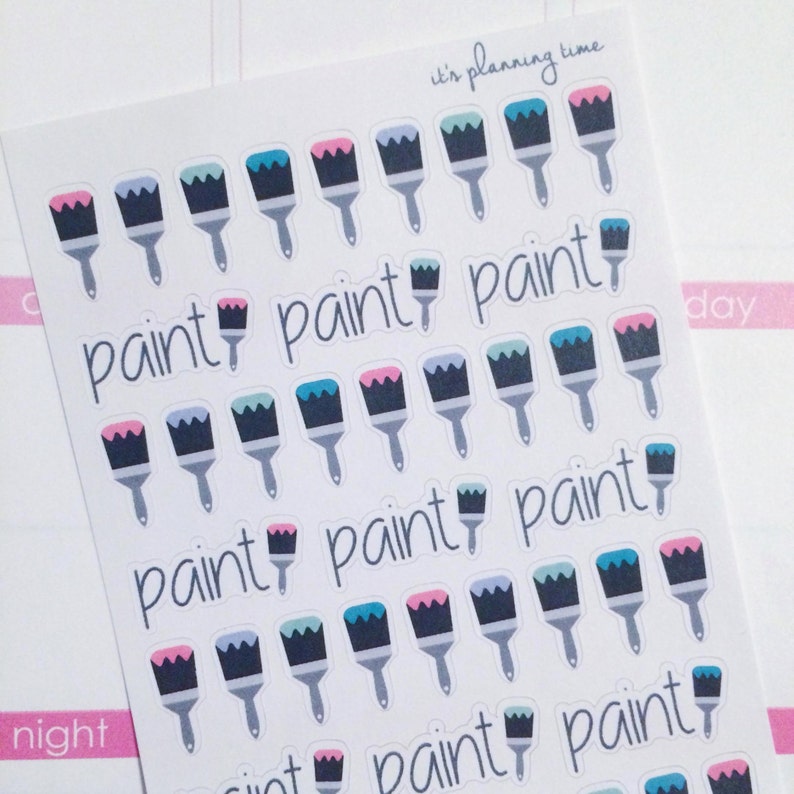 Paint Brush Planner Stickers- 48 Count - Etsy