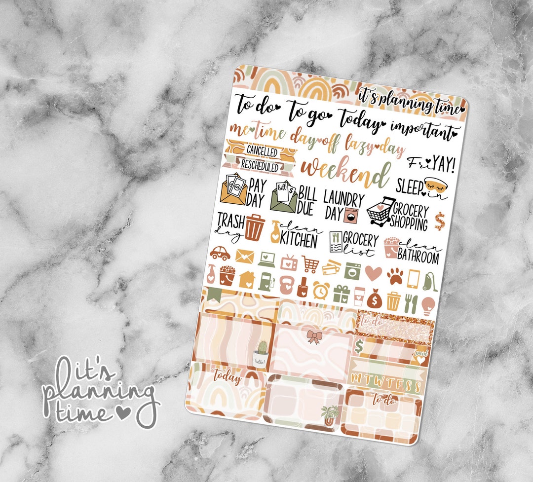 Rainbow Mini Planner Sticker Kit - Etsy