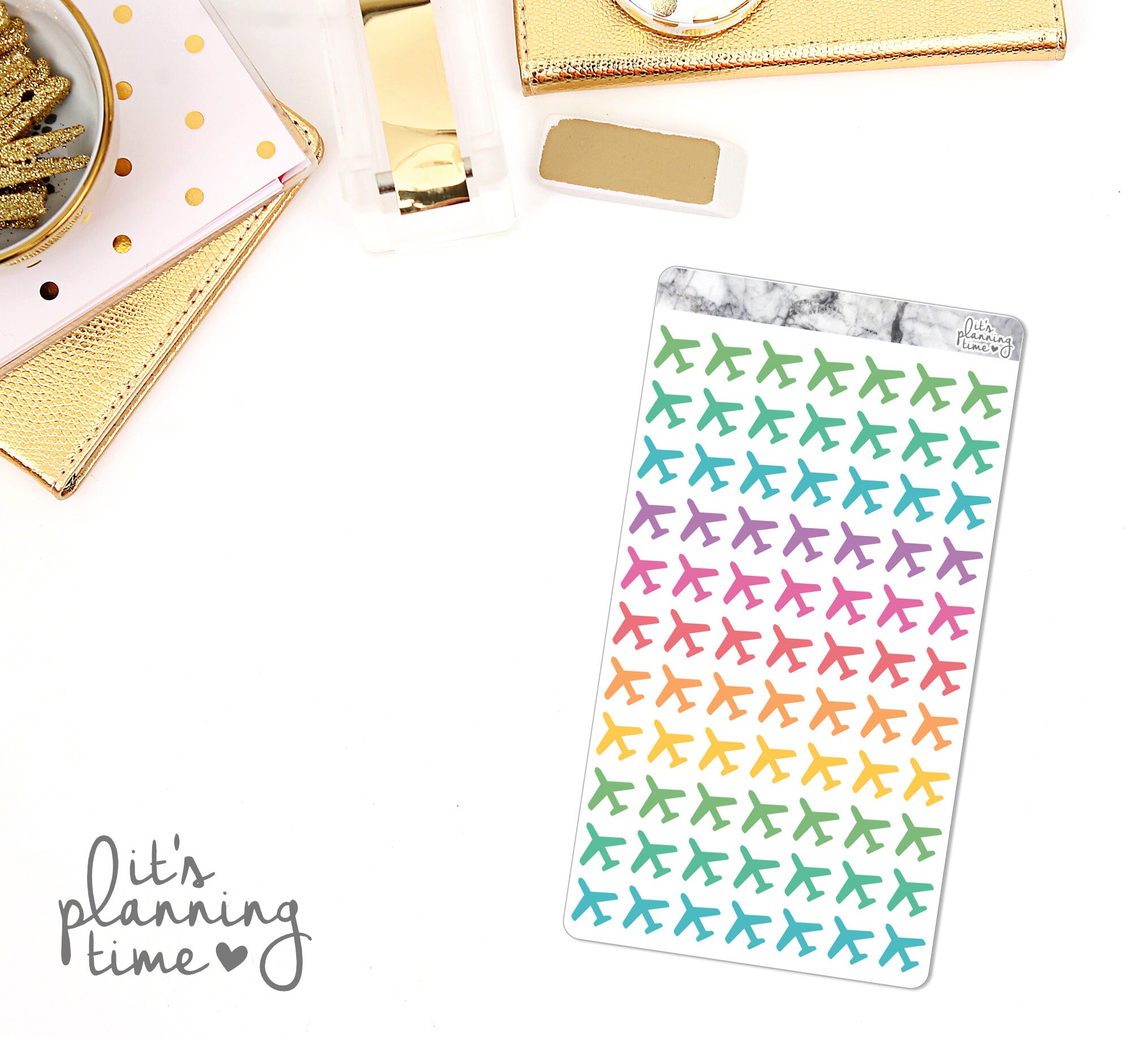 Airplane Pastel Marble Border Planner Stickers - Etsy
