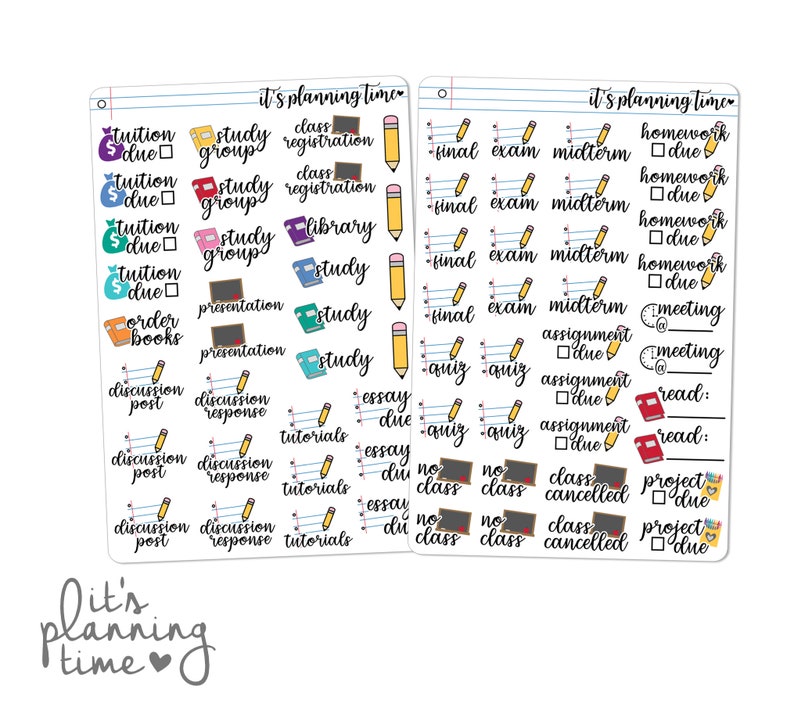 Back to School College Edition Assorted Planner Stickers - Etsy