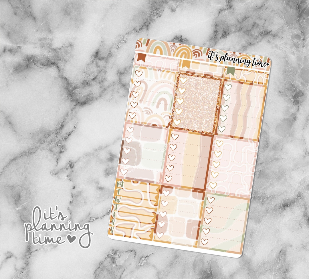 Rainbow Full Box Checklist Planner Stickers - Etsy