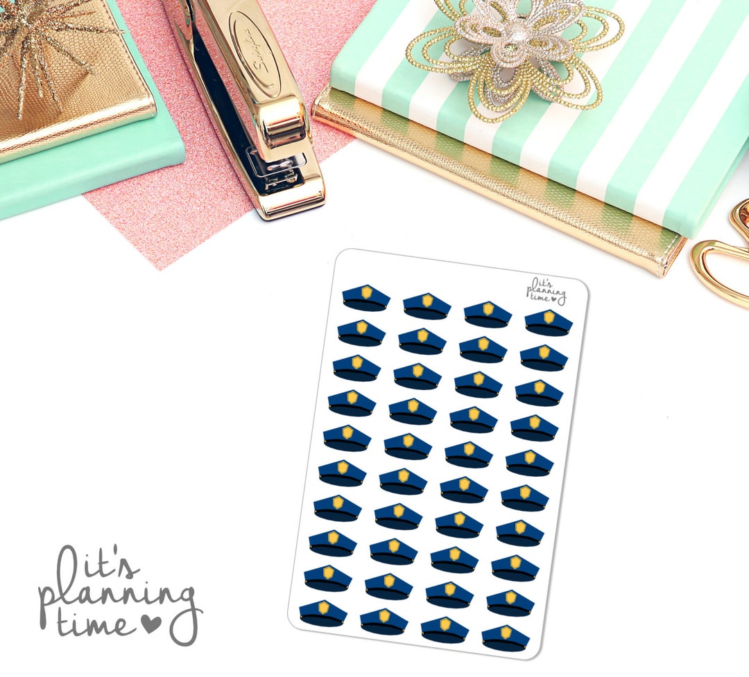 Police Hat Planner Stickers- 40 Count - Etsy